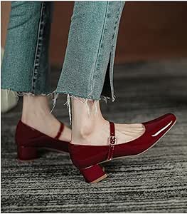 YUAB Scarpe Mary Jane da Donna Primavera e Autunno Scarpe con Tacco Basso in Pelle Verniciata ...