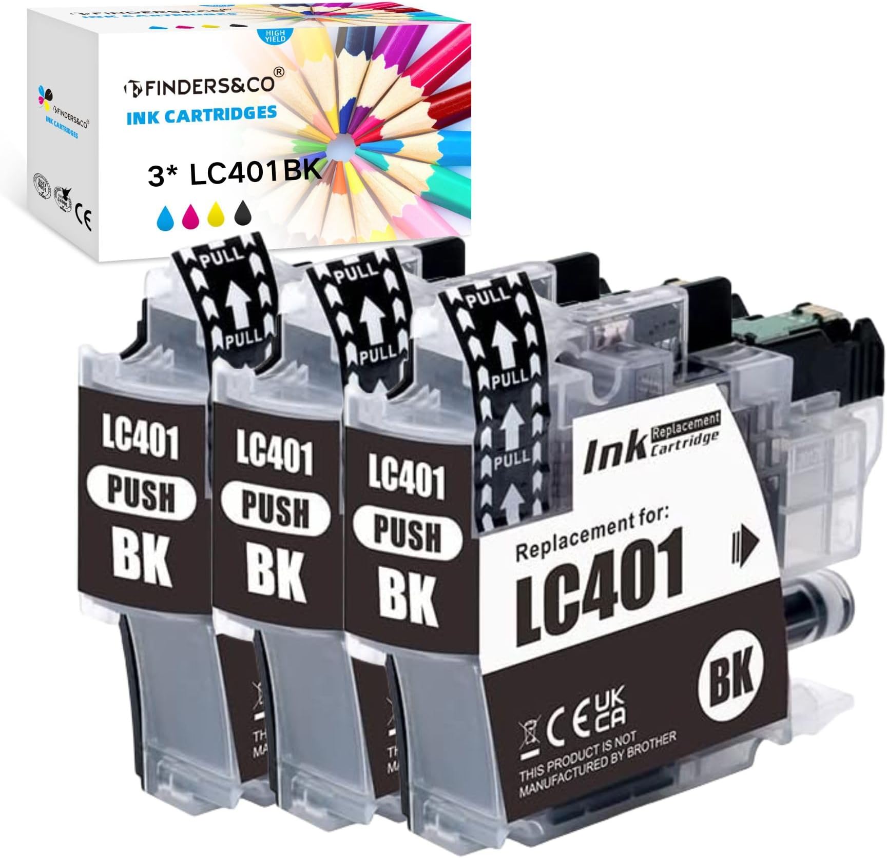 Amazon.com: LC401BK Black Ink Cartridge Replacement for Brother LC 401 ...