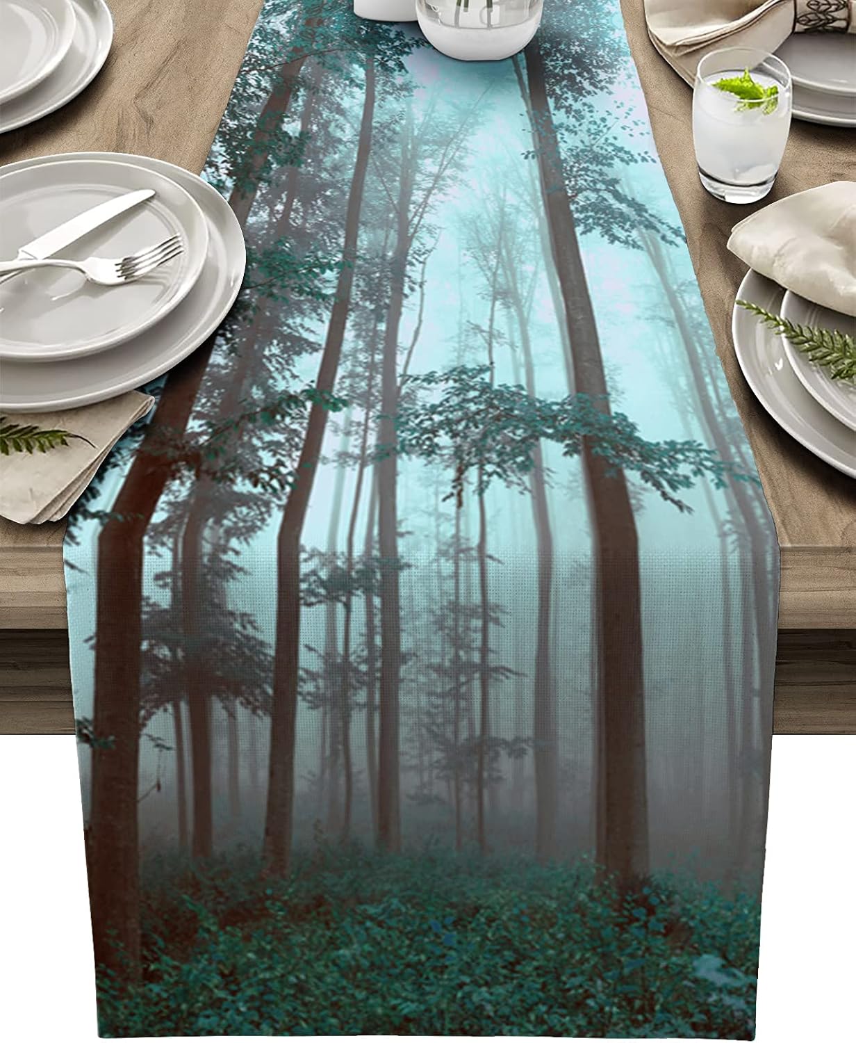 Amazon.com: Lazone Table Runners 120 inches Long, Fall Foggy Forest ...