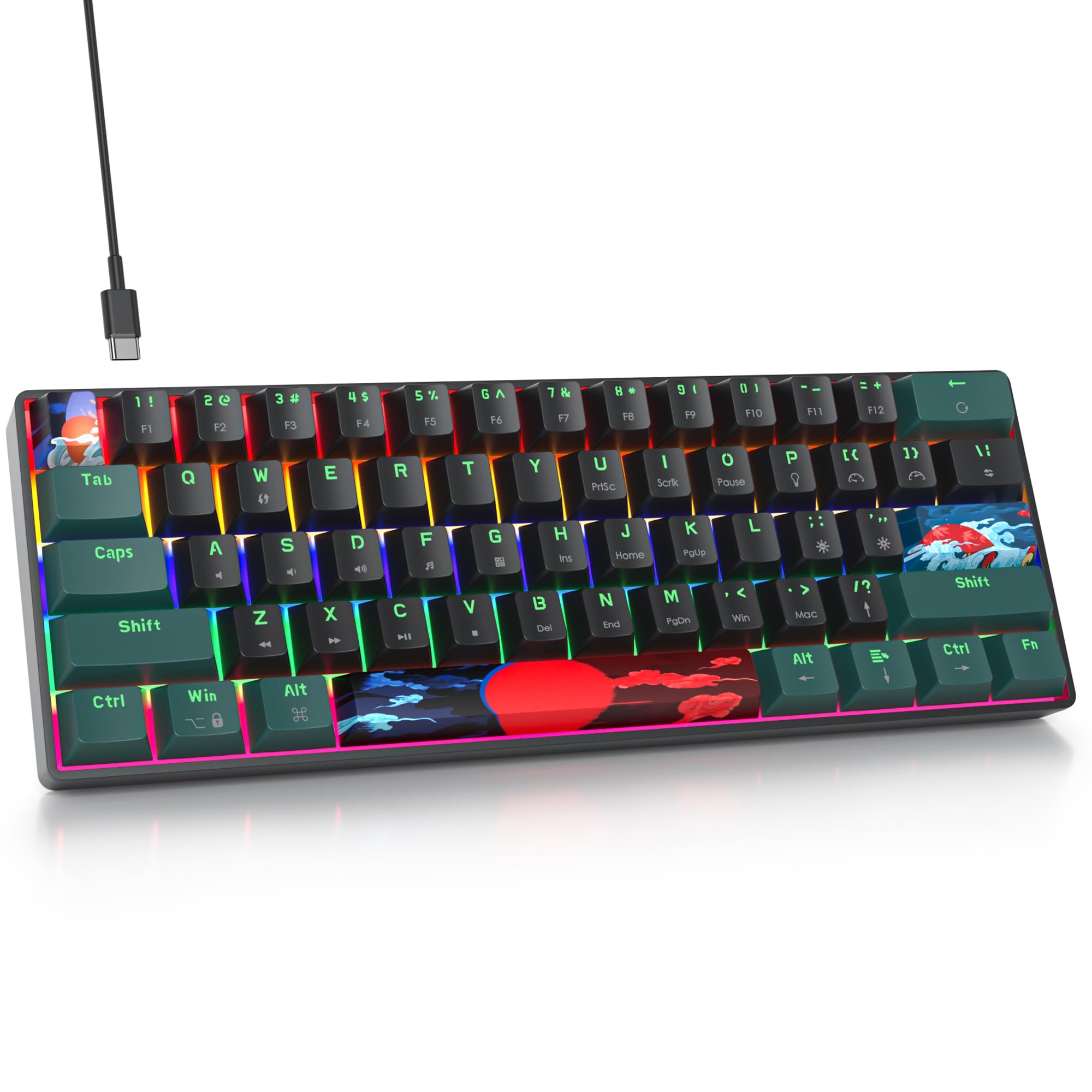 Snapklik.com : Surmen 60% Mini Gaming Keyboard 60 Percent, Wired Ultra ...