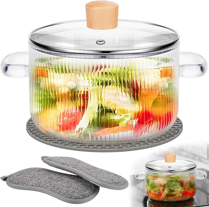 Amazon.com: Hushee Cooking Glass Pot with Lid 57 oz Clear Heat ...