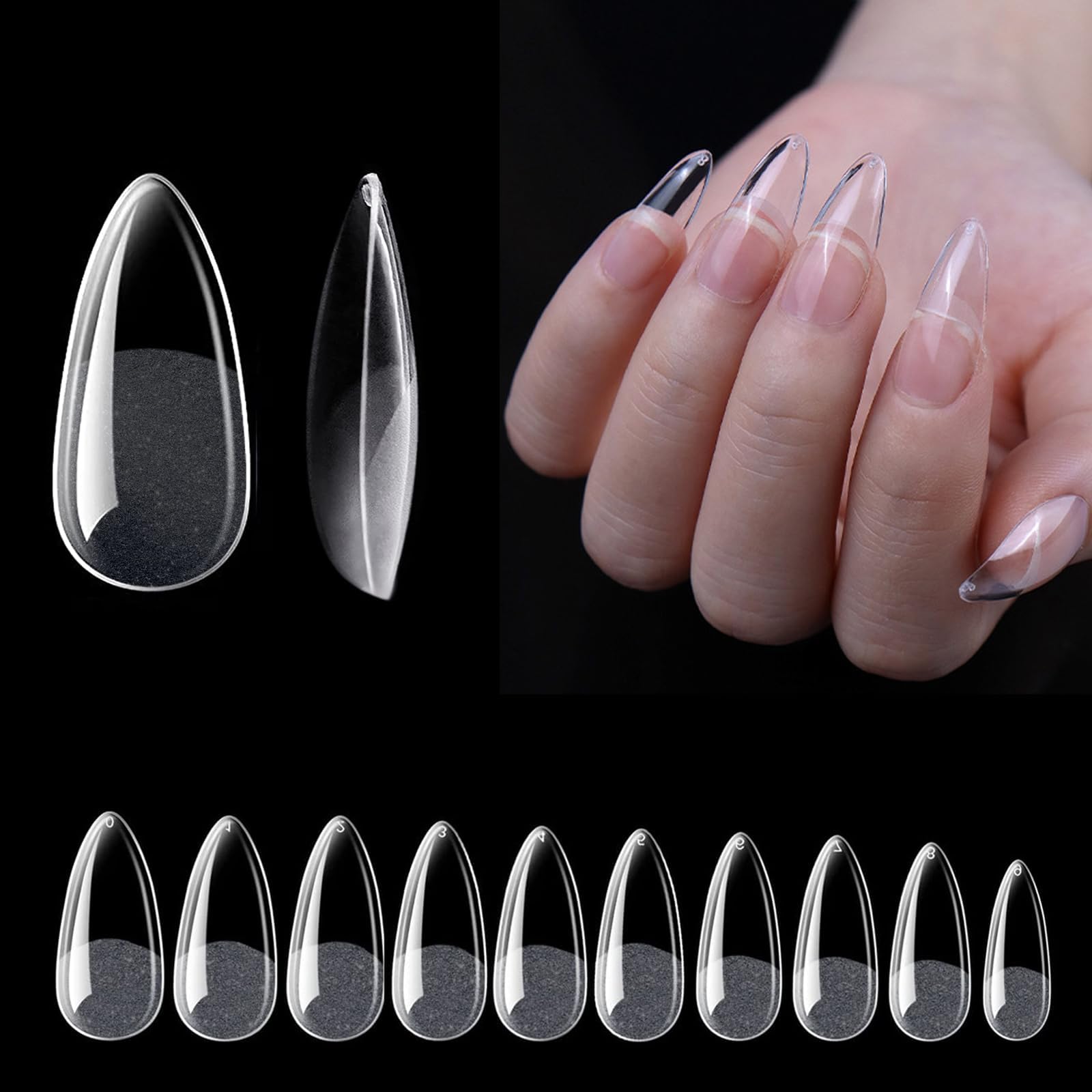 Amazon.com: 120 Pcs Acrylic Almond Full Cover Nail Tips,Clear Medium ...