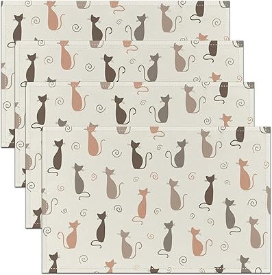Amazon.com: Ginger Cat Placemats Set of 4,Cats Print Placemats for ...