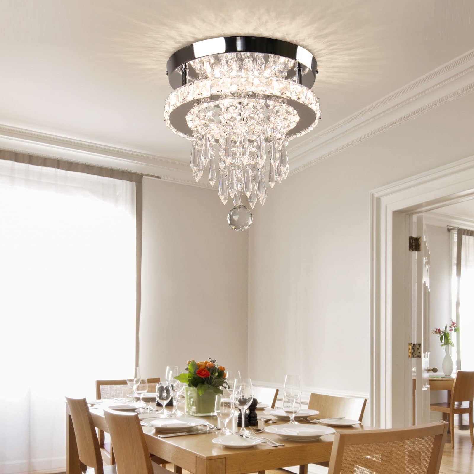 Crystal Chandeliers For Small Kitchens ALOA DECOR 3 Light 13in Modern