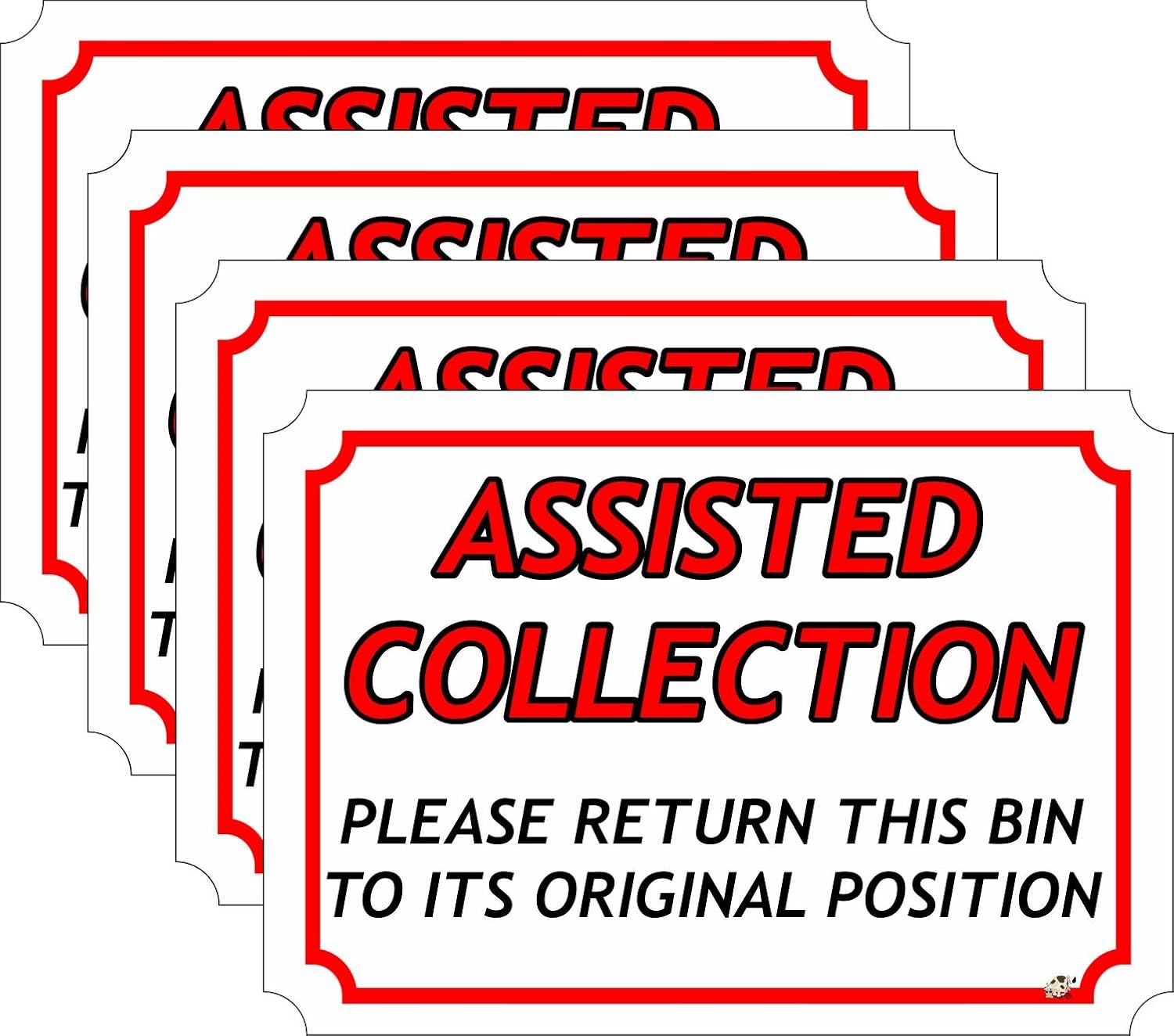 The Lazy Cow ASSISTED COLLECTION wheelie bin stickers A5-210mm x 148mm ...
