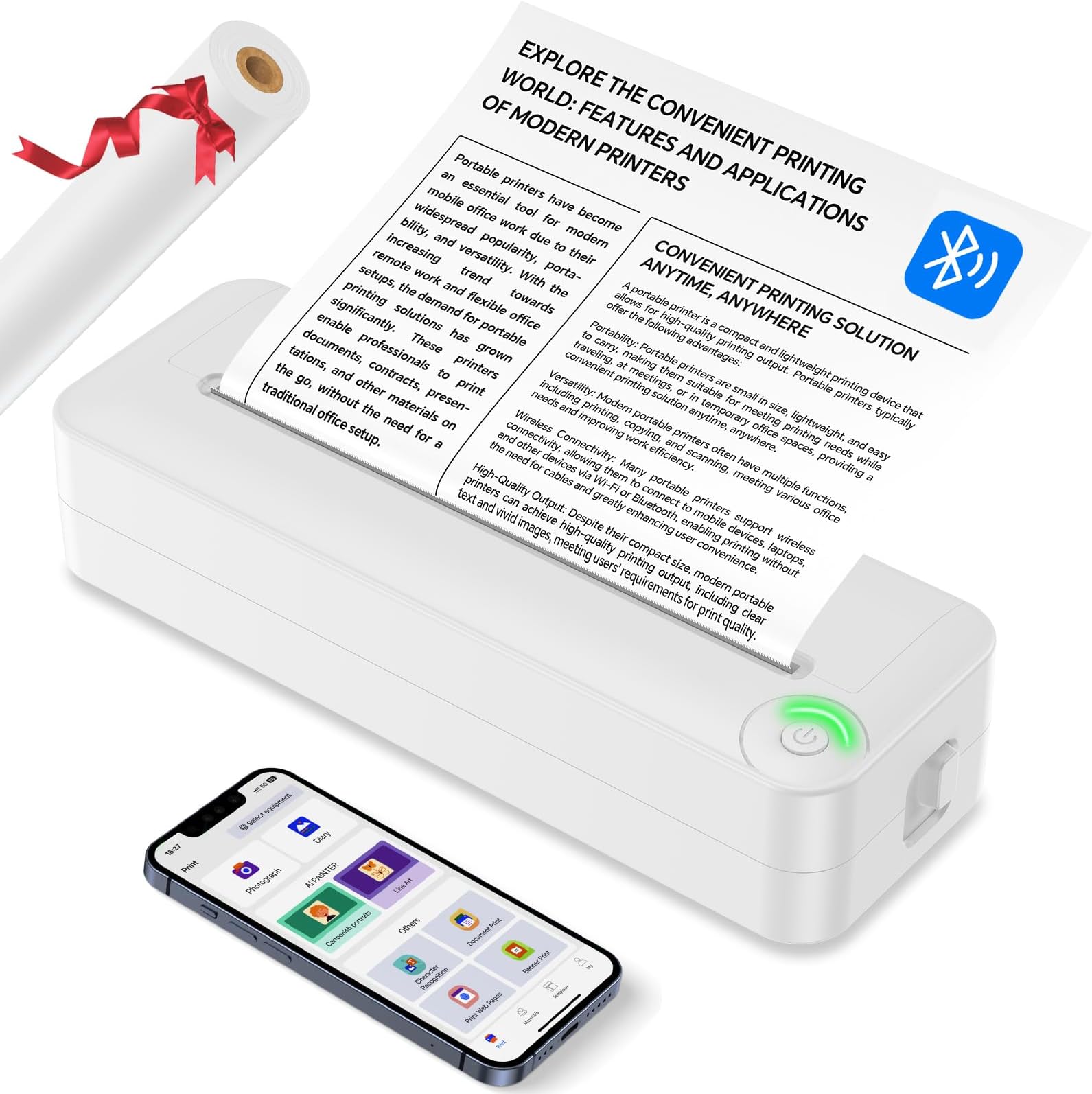 MUNBYN A4 Portable Thermal Printer for Laptops and Phone, A4 Thermal ...