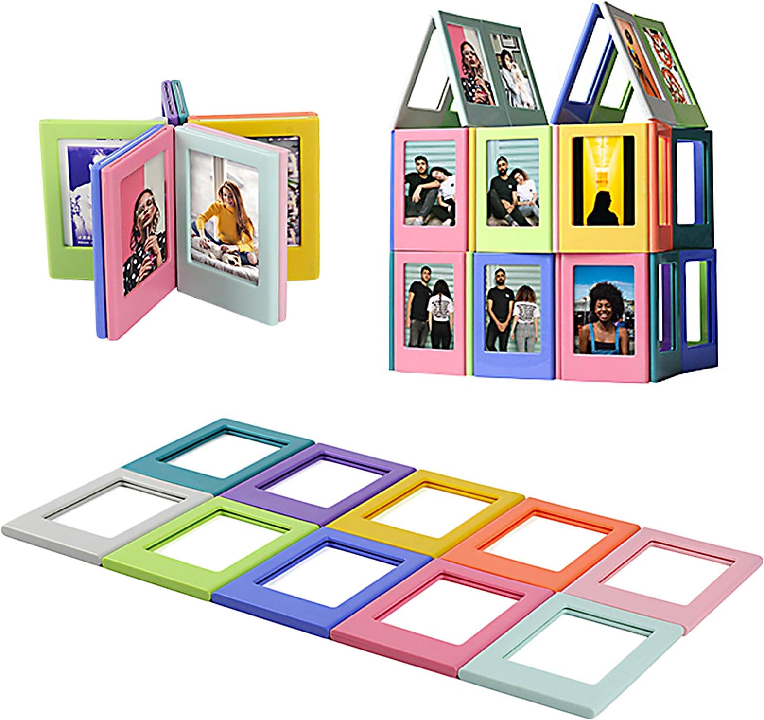 BELLE VOUS Magnetic Picture Frame Set (15 Pack) - Magnetic Photo Frames ...