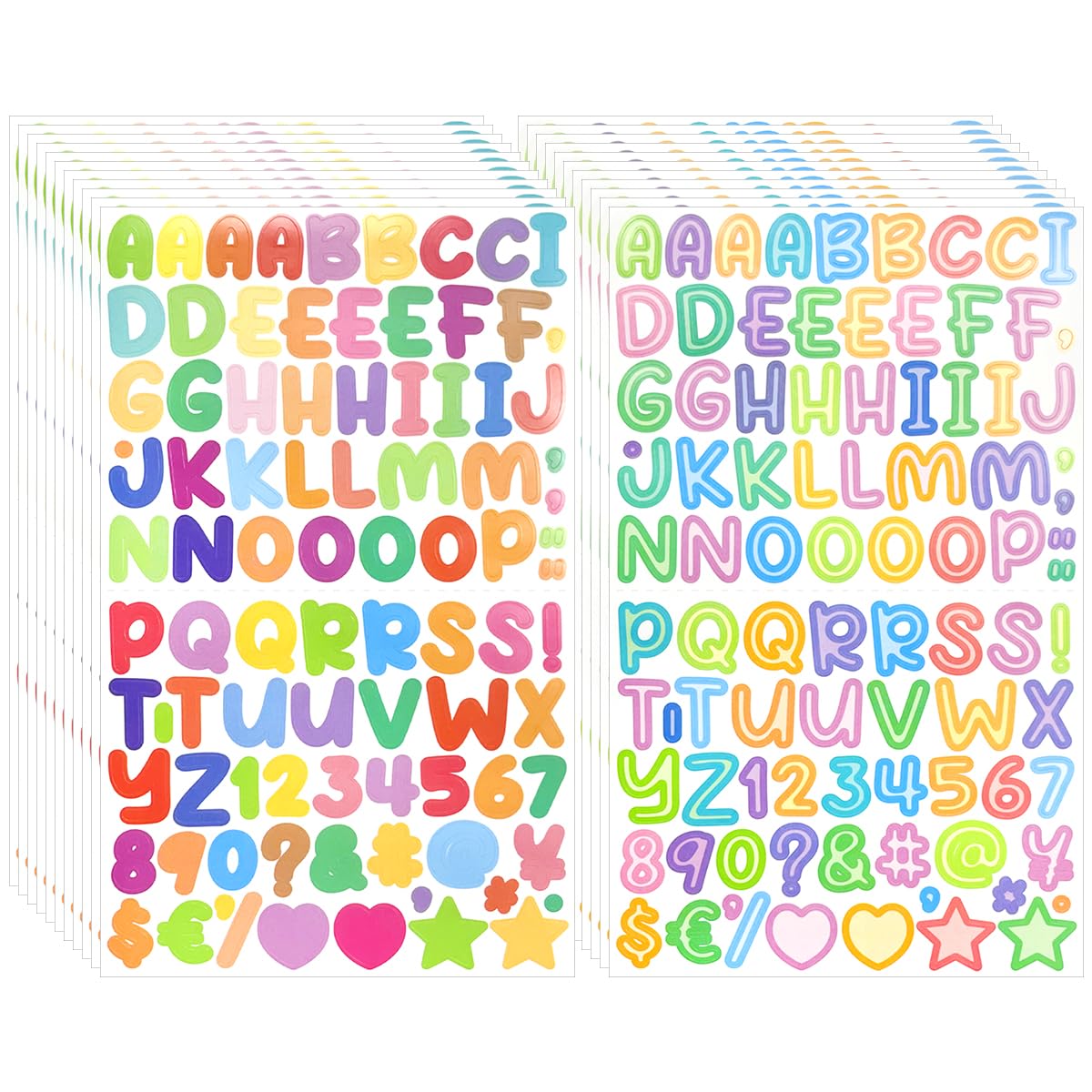 WELANE Number Alphabet Stickers, 1800 PCS Candy Color Letter and Number ...