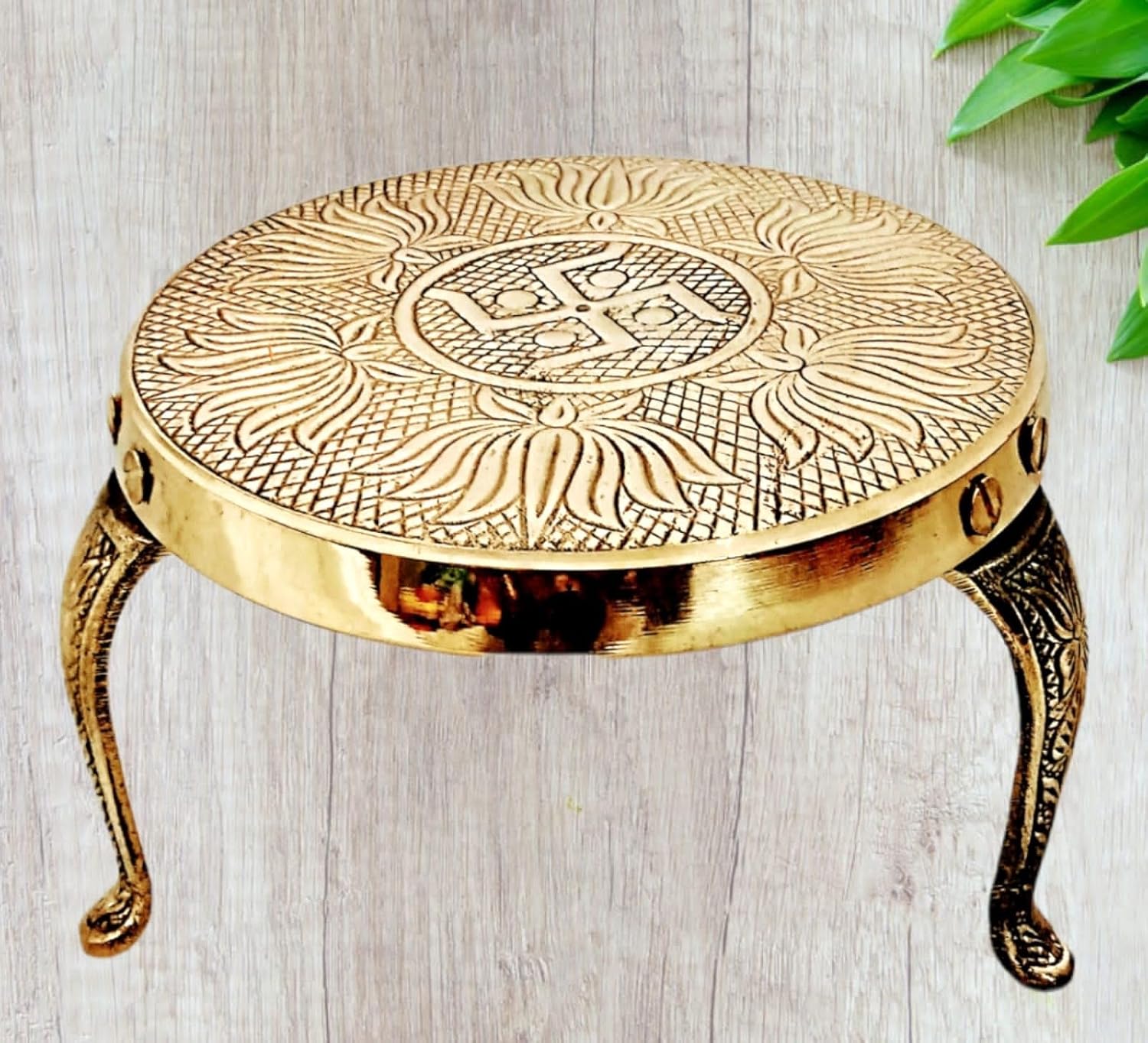 Madhura eStores Brass Mukkali/Pooja Mukkali/Brass Chowki/Deity Stand ...