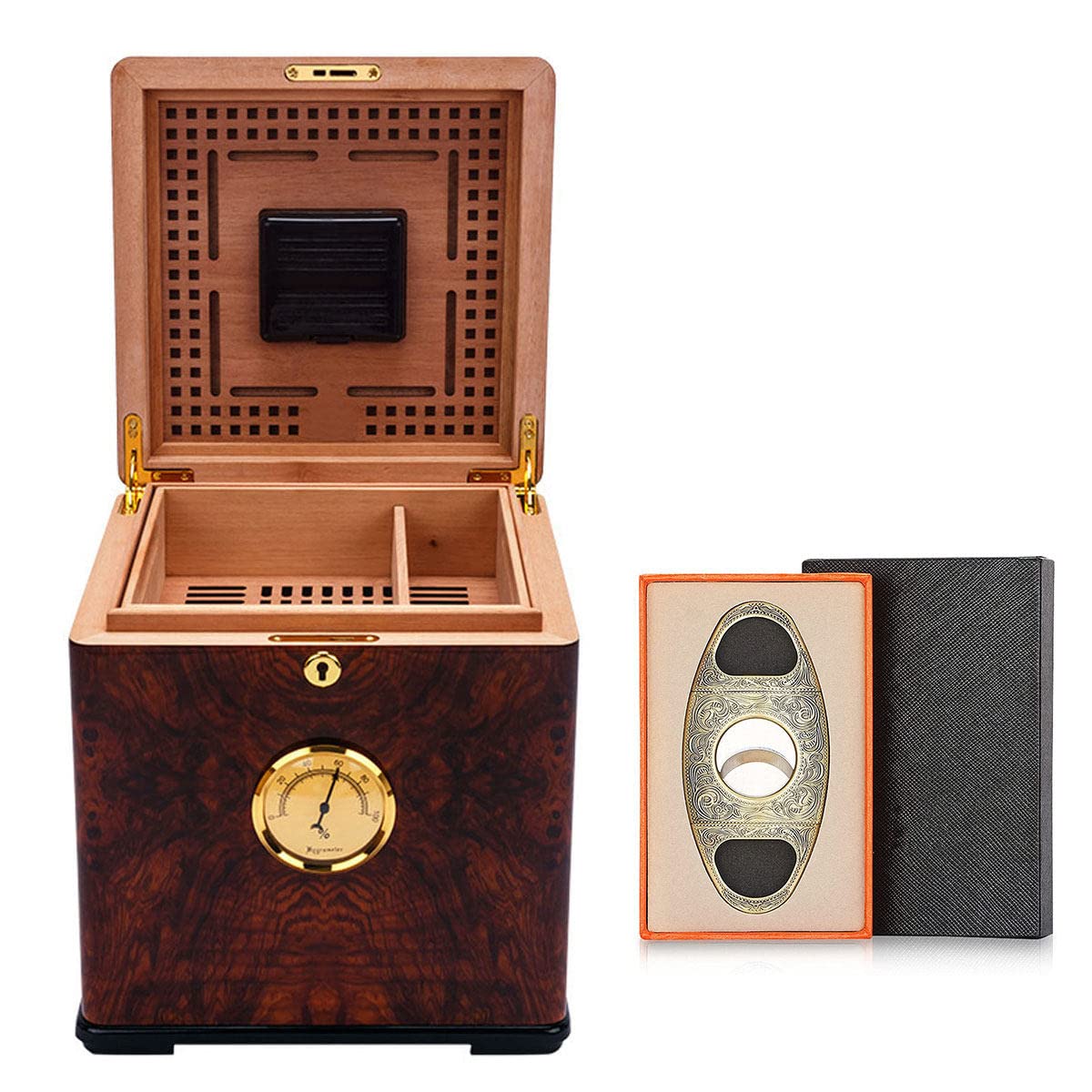 Buy Cigar Humidor, Cigar Box with Hygrometer and Humidifier, Cedar Wood ...