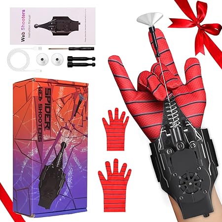 Amazon.com: Spider Web Shooter Gloves, 8 FT Real Web Launcher String ...