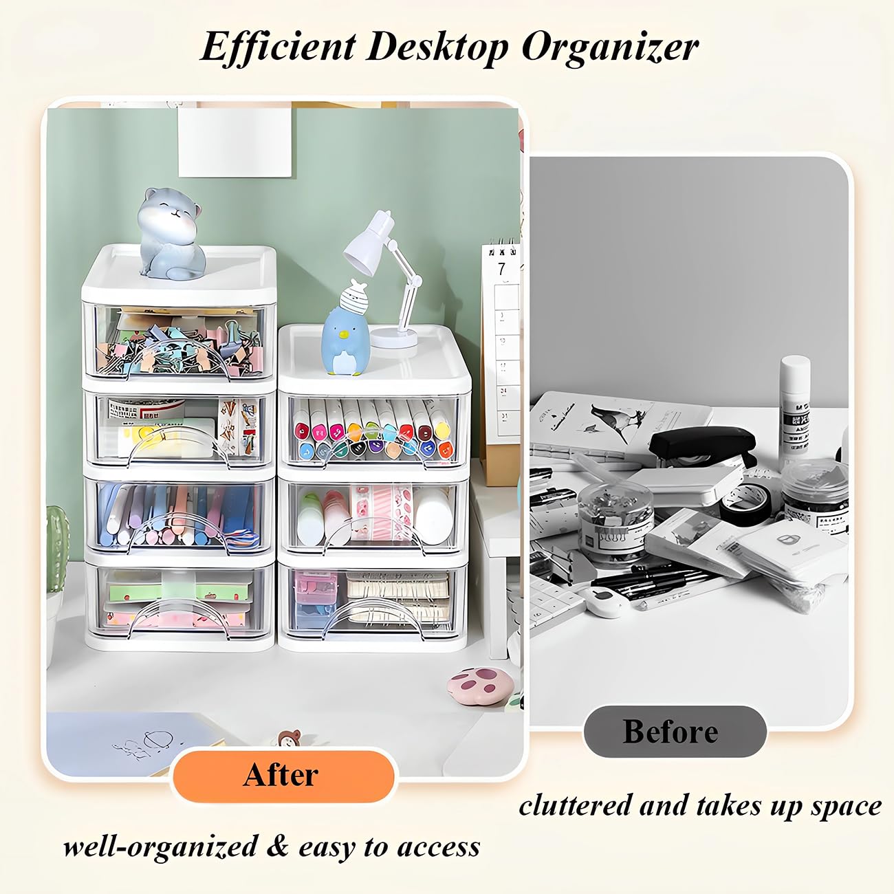 Snapklik.com : Desk Top 4-Drawer Storage Organizer, Plastic Desk Drawer ...