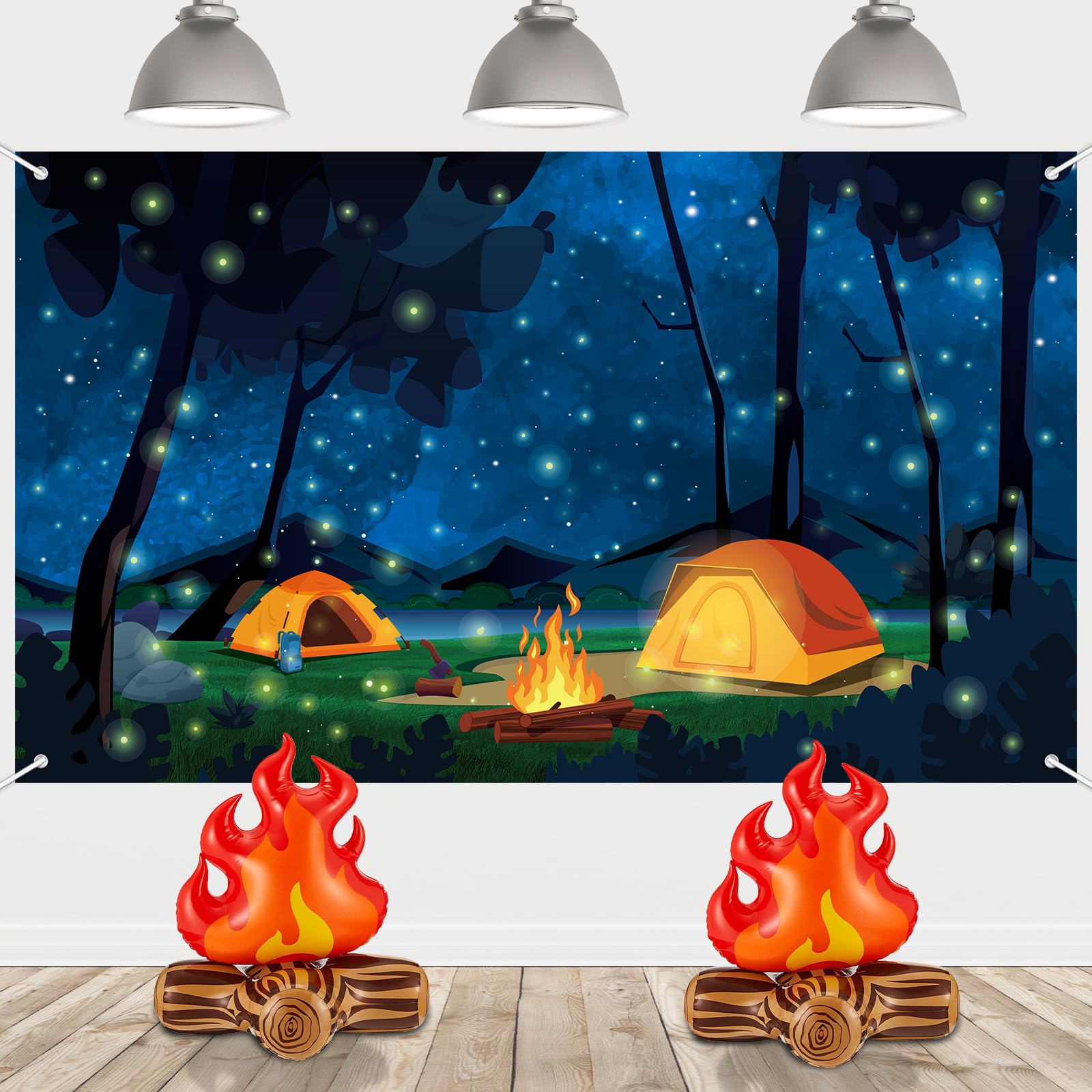 Amazon.com: Lonfliness Camping Party Decorations Forest Scene Camping ...