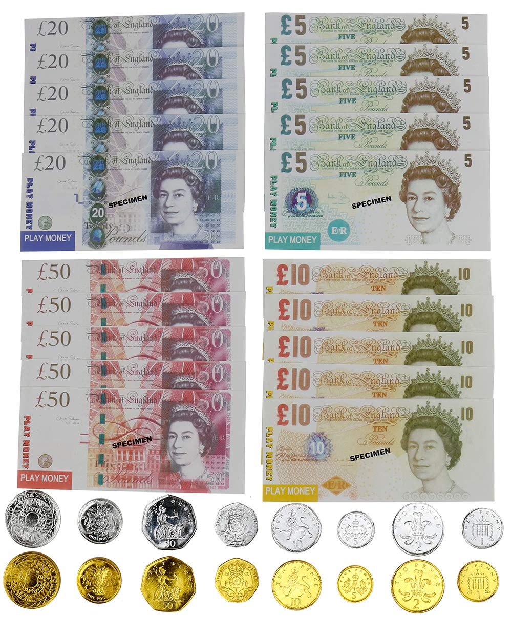 Sterling Pound Play Money Currency for Educational Learning, Bank and ...