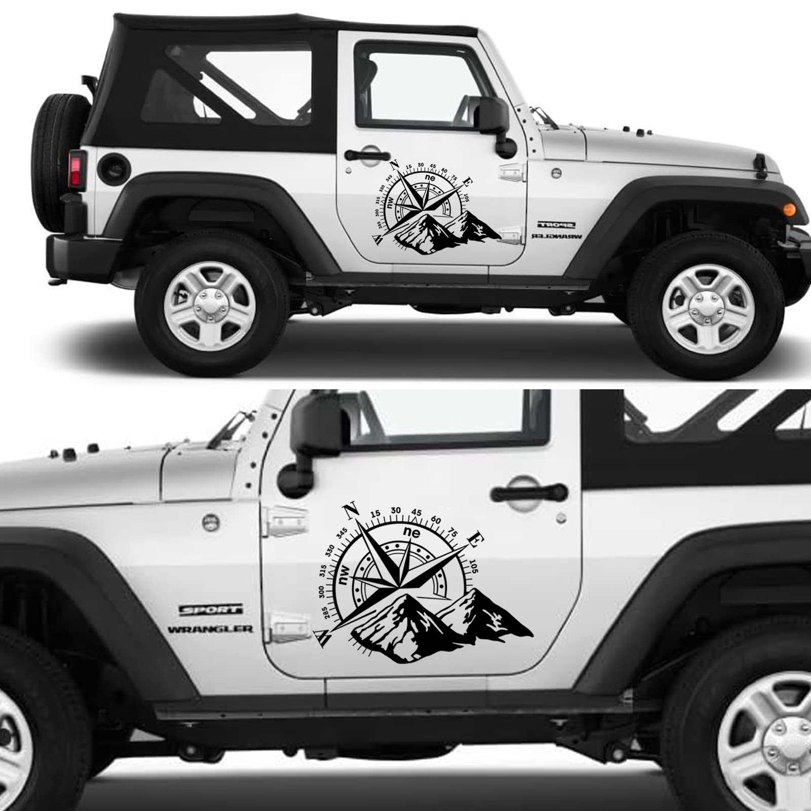Fochutech Car Decals, Compass with Mountain Jeep Stickers, Waterproof ...