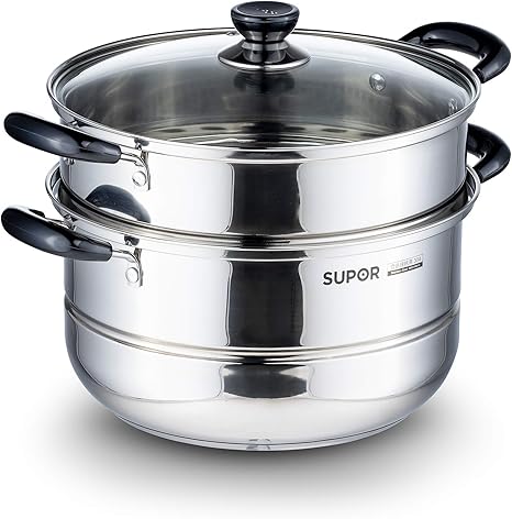 苏泊尔 SUPOR SZ26B5C1 26cm Hao Bang Shou SS 2-Tier Steamer Silver Small ...