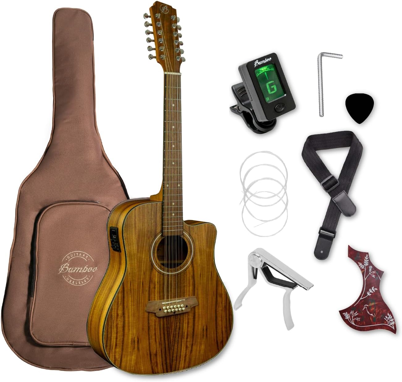 Amazon.com: Bamboo 12 String Guitar, 12 String Acoustic Electric Guitar ...