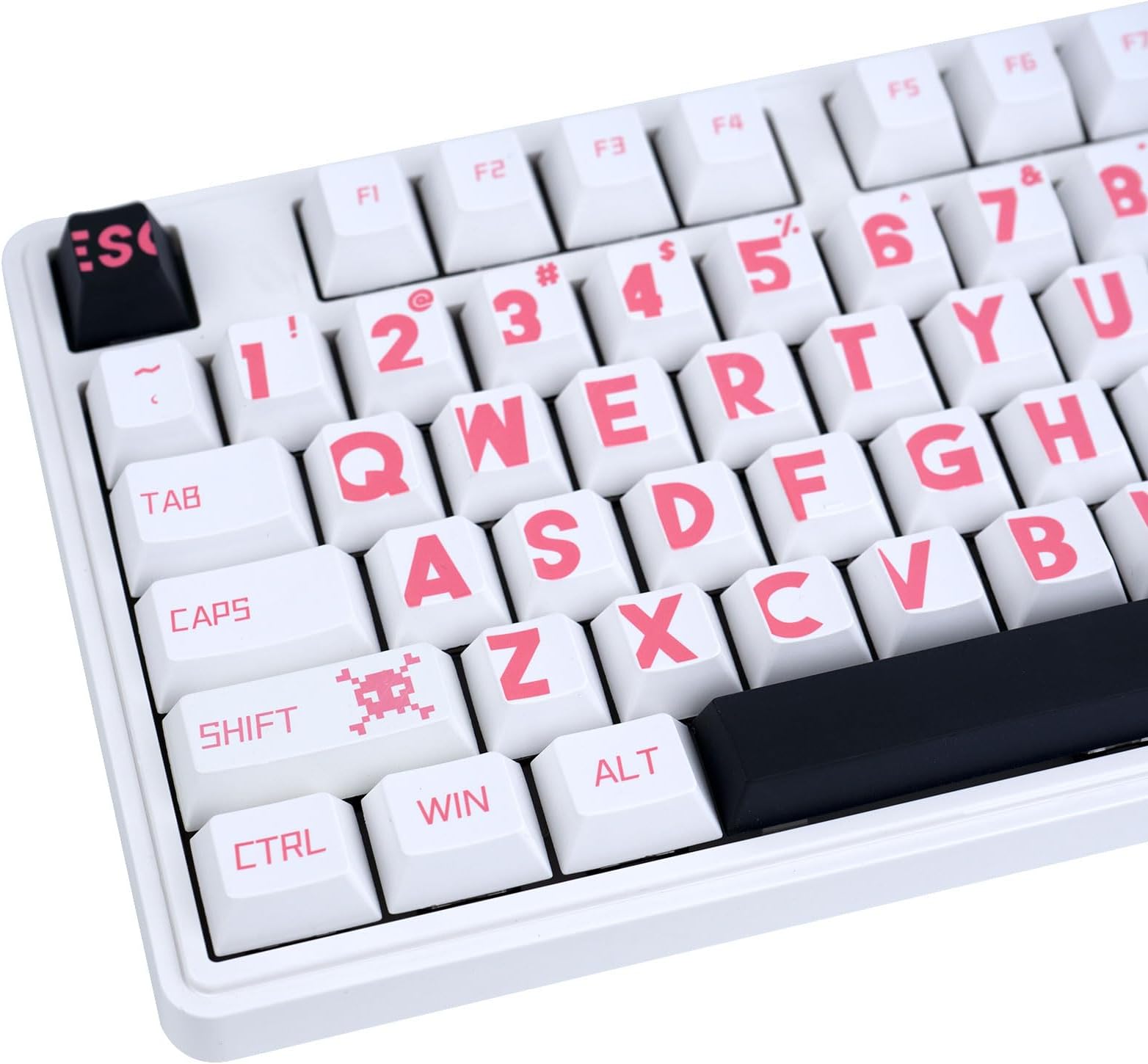 Amazon.com: Gekucap Cute White Keycaps - 133 PBT Pink Large Letters ...