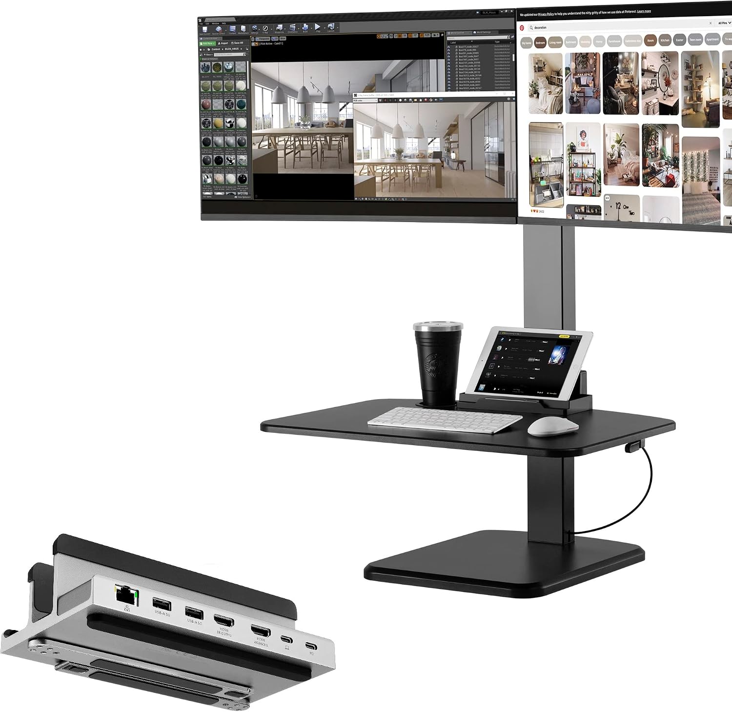 Amazon.com: AVLT Dual Monitor Standing Desk and AceProAV Laptop Dock ...