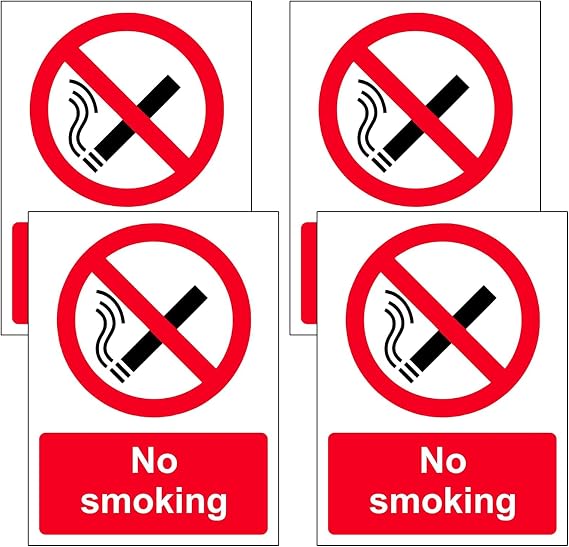 4pcs No Smoking Signs, Self Adhesive No Smoking Stickers, No Smoking ...