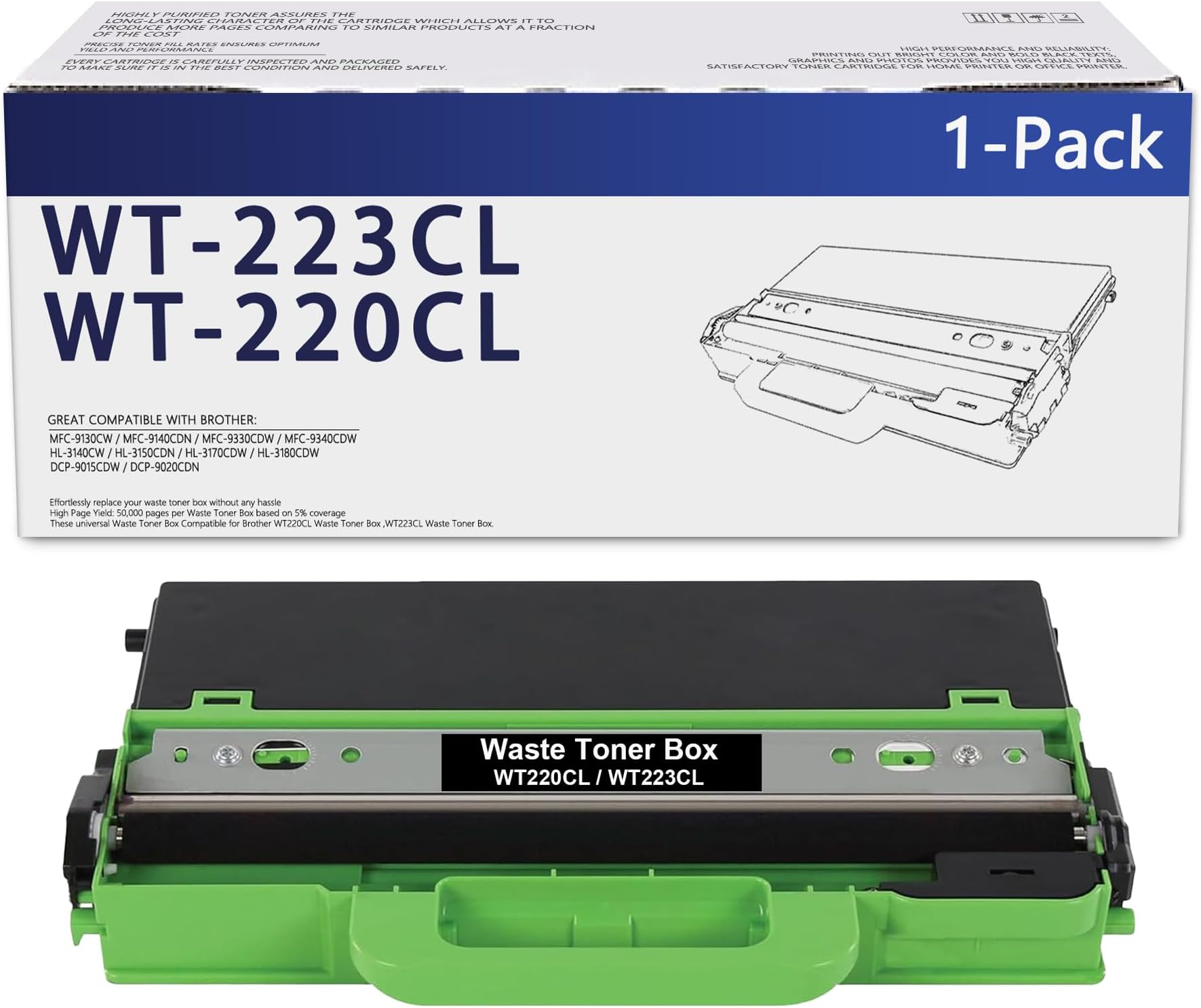 Amazon.com: WT-223CL Waste Toner Box WT220CL Replacement for Brother ...