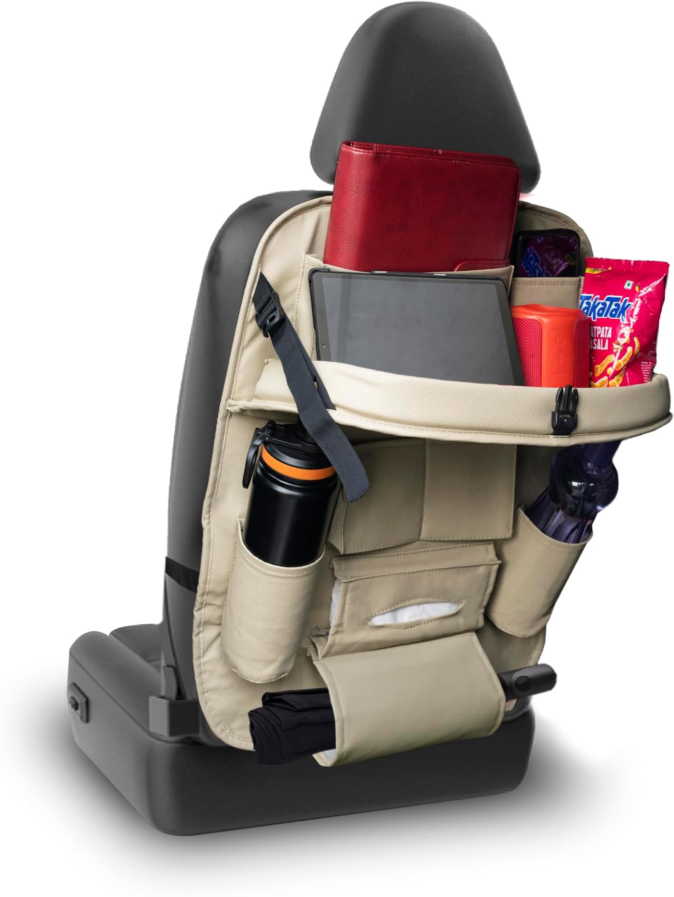 CARMATE Universal PU Leather Back Seat Organiser with Foldable Dining ...