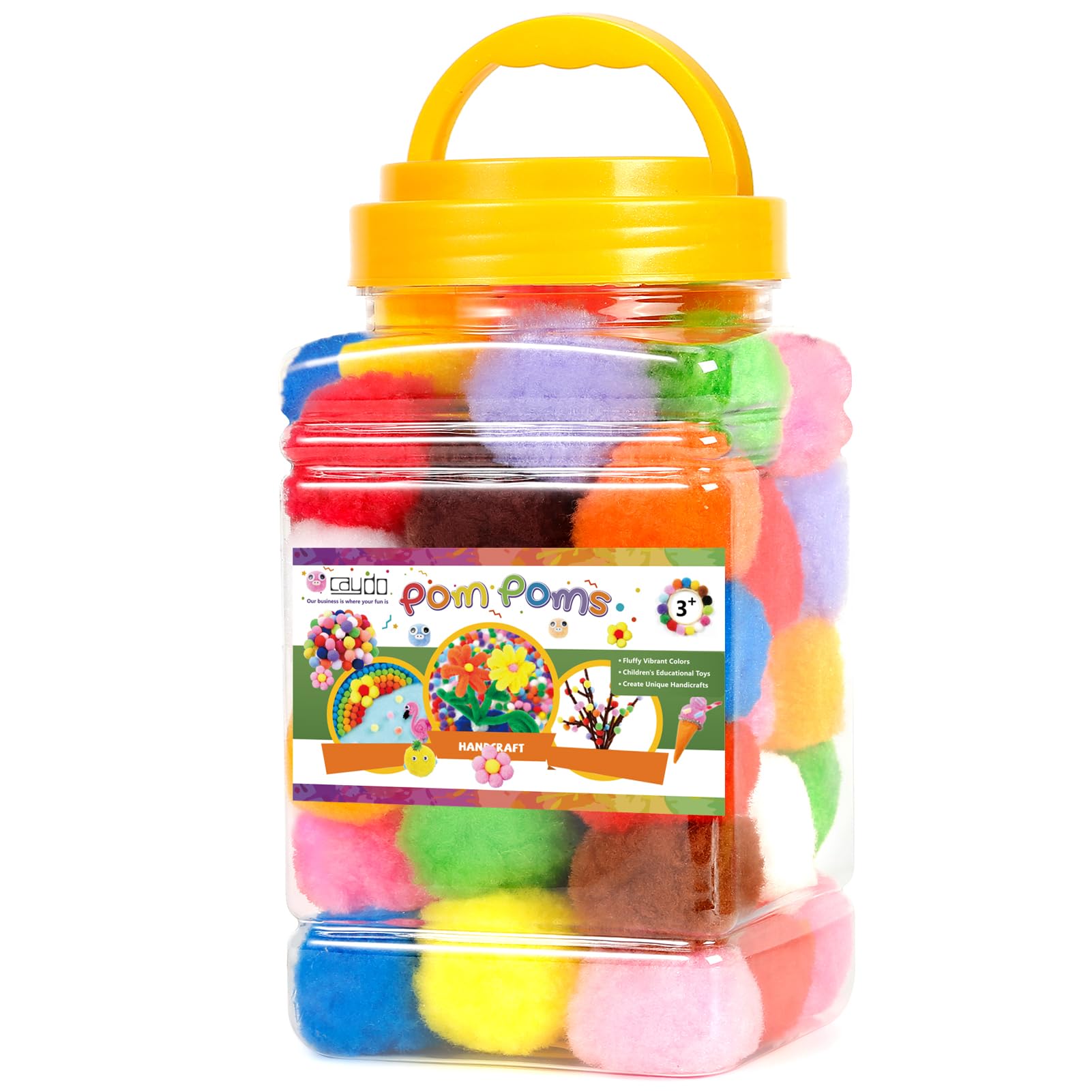 Amazon.com: Caydo 100 Pieces 1.5 Inch Pom Poms 15 Colors Large Pom Poms ...