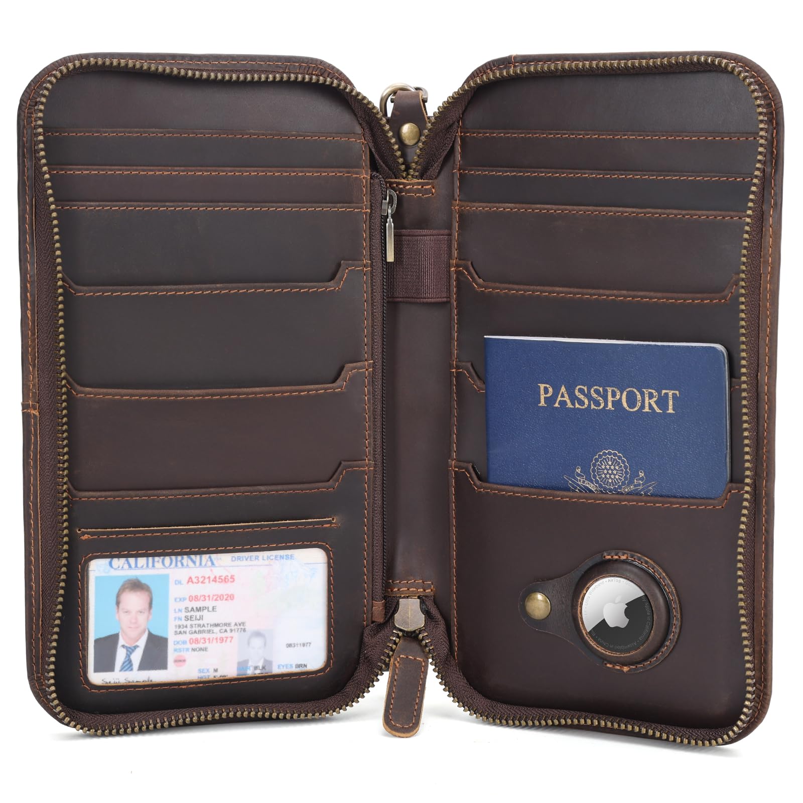 Amazon.com | Polare Full Grain Leather Family Passport Holder Travel ...