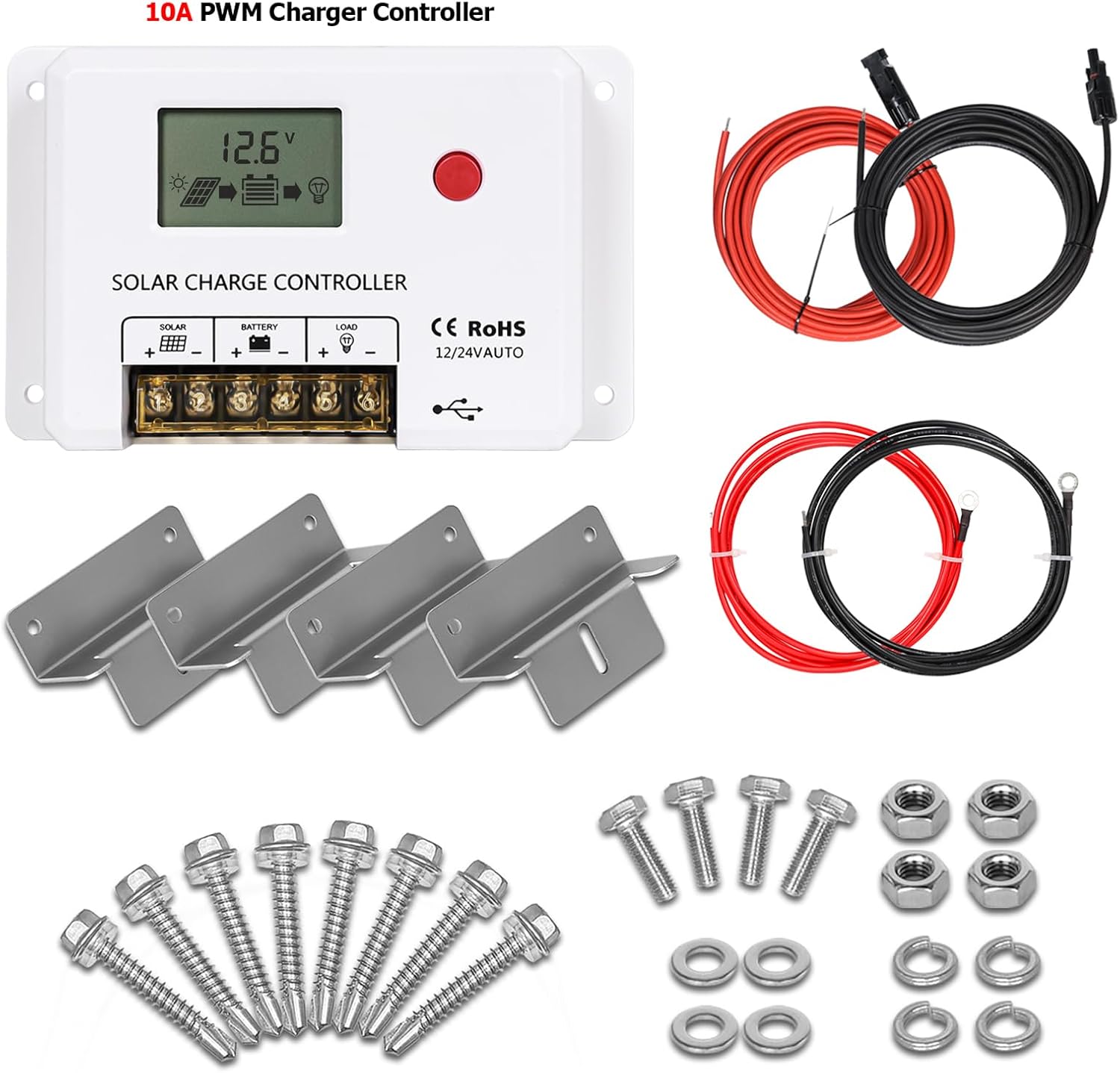 Amazon.com : WEIZE 10 Amp 12V/24V PWM Solar Charge Controller with LED ...