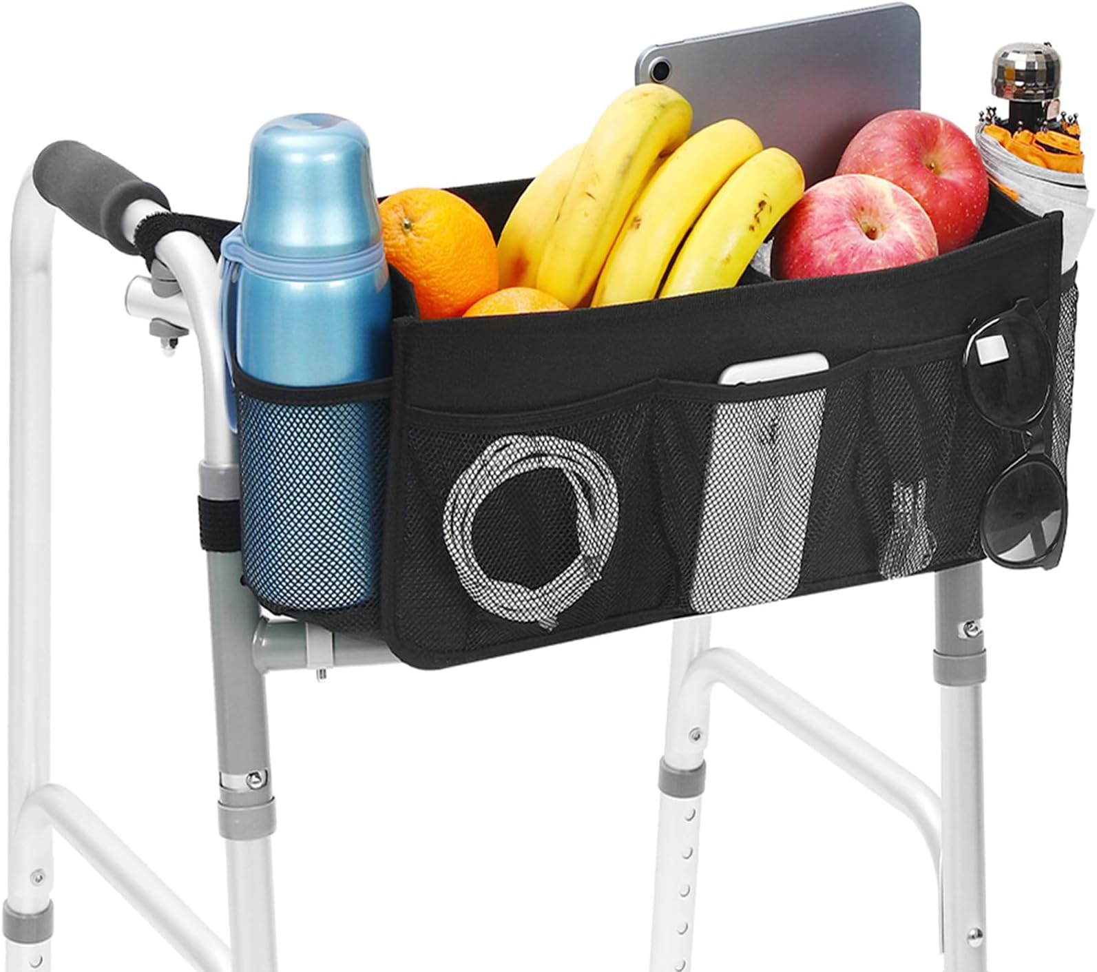 Amazon.com: NOVA Folding Walker Basket with Cup Holder Bottom Liner ...