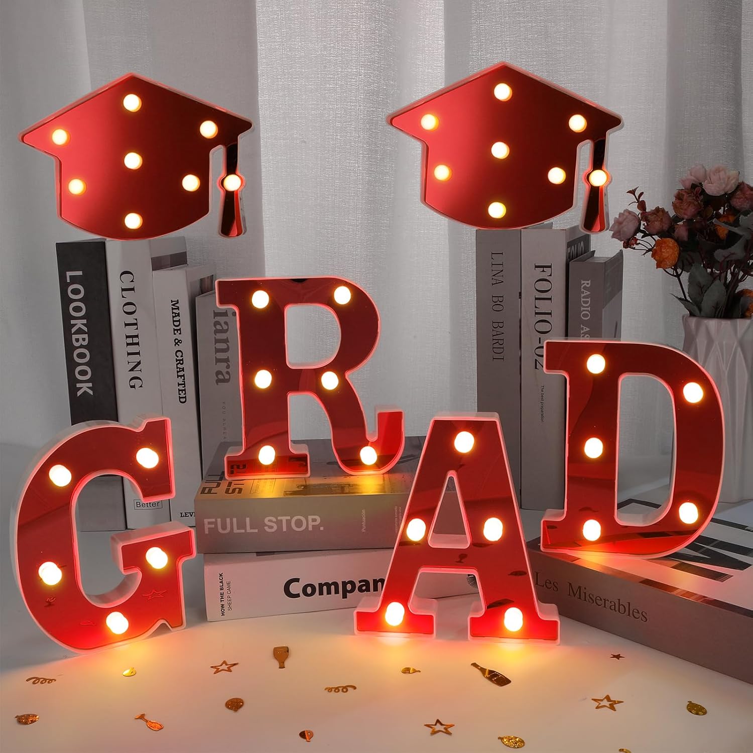 Amazon.com: 2025 Grad Letters with Lights Red Graduation Party ...