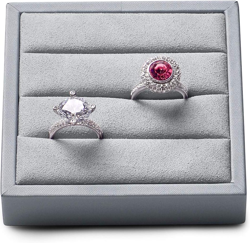 Amazon.com: Woodten Premium PU Leather Jewelry Ring Display Showcase ...