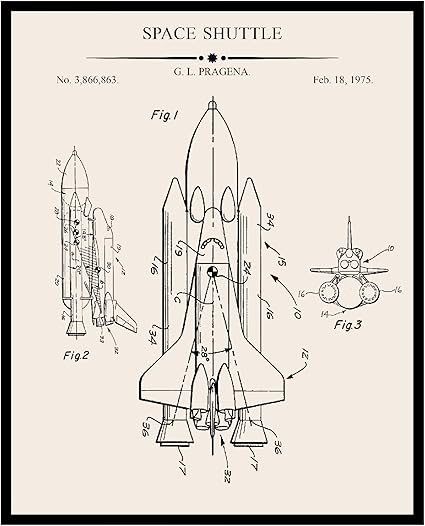 Amazon.com: Poster Master Space Shuttle Blueprint Poster - Space Rocket ...