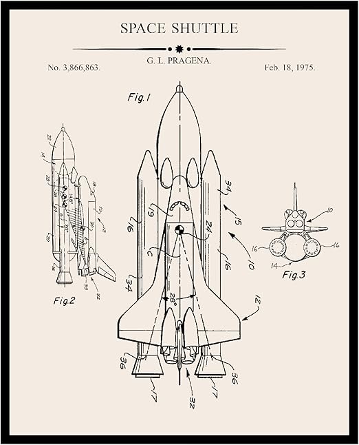 Amazon.com: Poster Master Space Shuttle Blueprint Poster - Space Rocket ...
