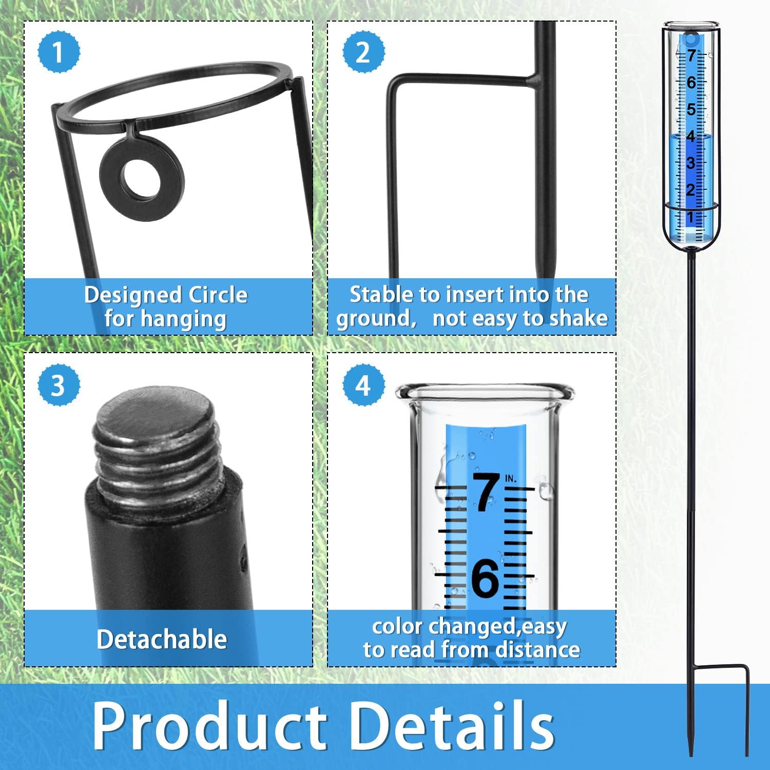Snapklik.com : Richene Rain Gauge Upgrade, 7 Freeze-Proof Glass Rain ...
