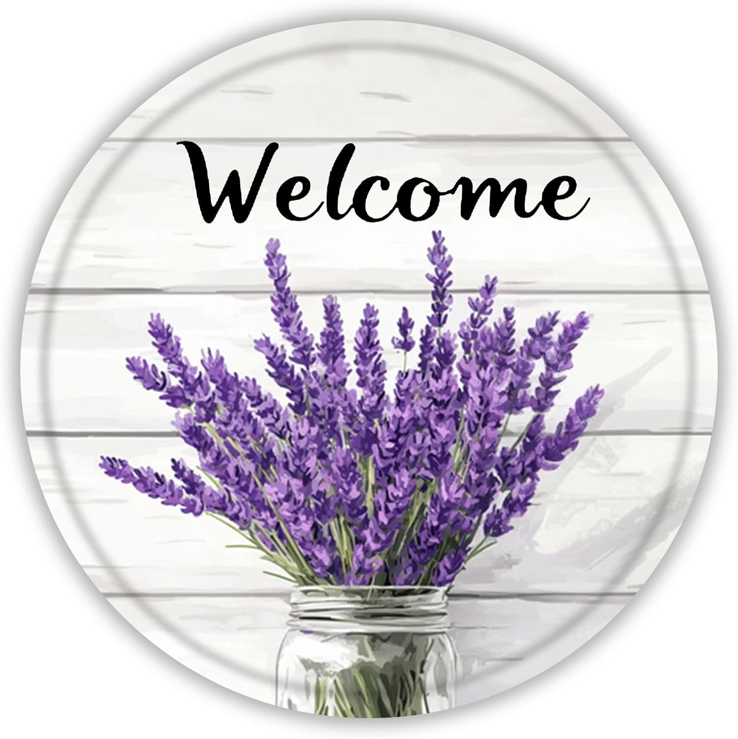 Amazon.com: snowsun Round Spring Metal Tin Sign Welcome Lavender ...