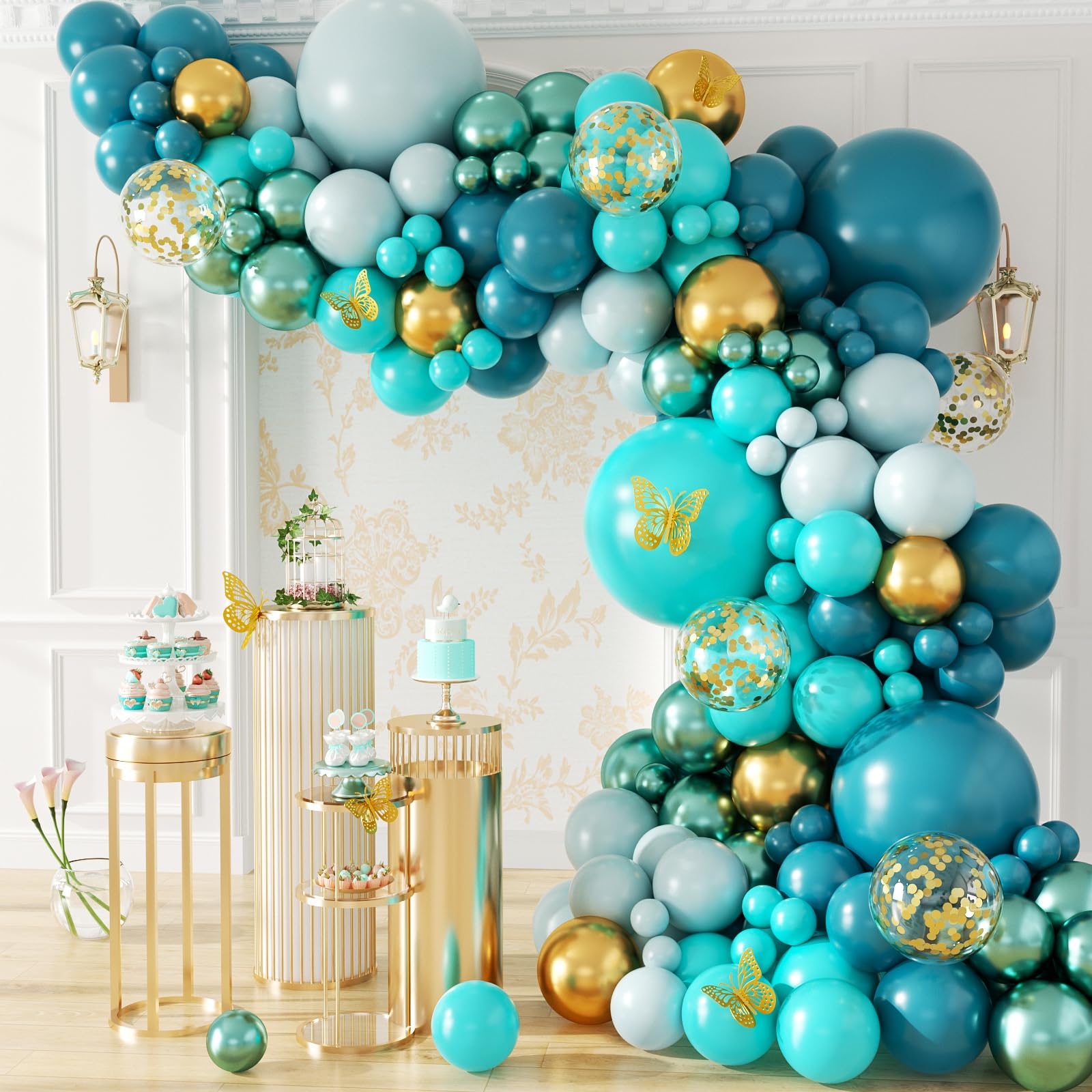Amazon.com: 142pcs Teal Turquoise Balloon Arch Garland Kit with Teal ...