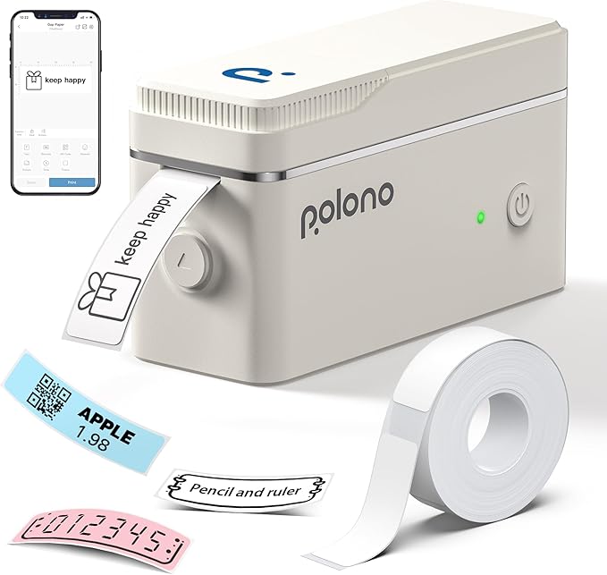 POLONO P31S Label Maker Machine with Tape, Portable Thermal Printer ...