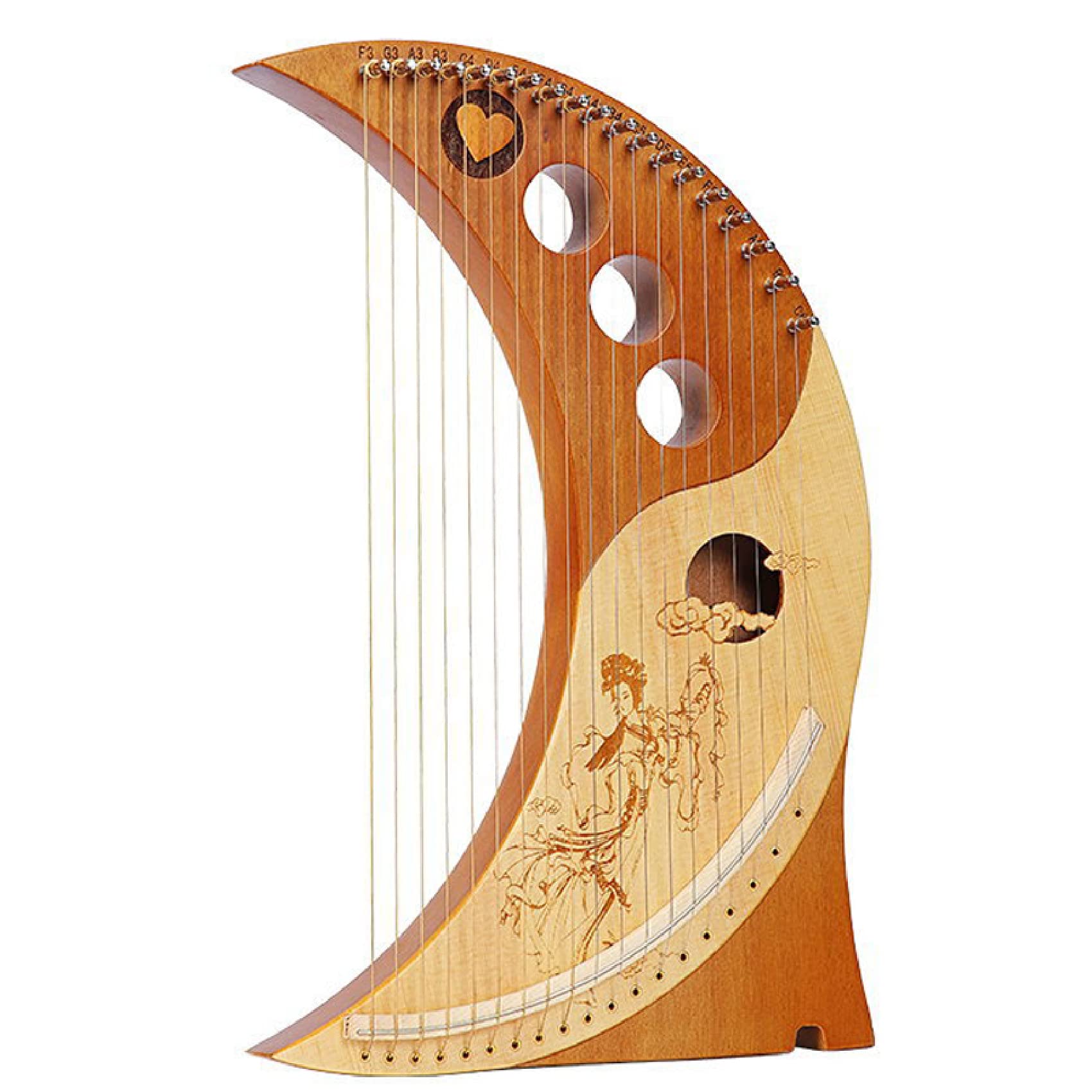 19 String Lyre Harp Mahogany Wood Stringhumanized Design Of The Moon ...