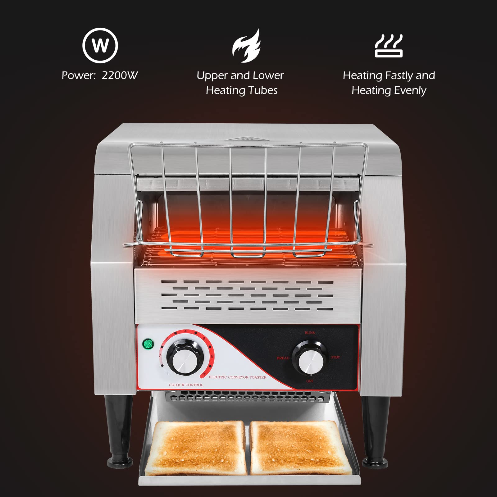 Dyna-Living Commercial Toaster 300 Slices/Hour Stainless Steel ...