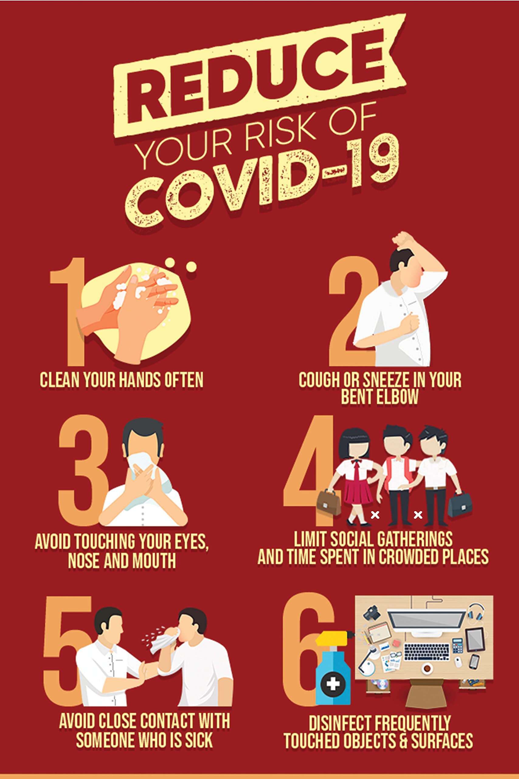 Yellow Alley Covid 19 Precautions Sticker Wall Poster| Reduce Your Risk ...
