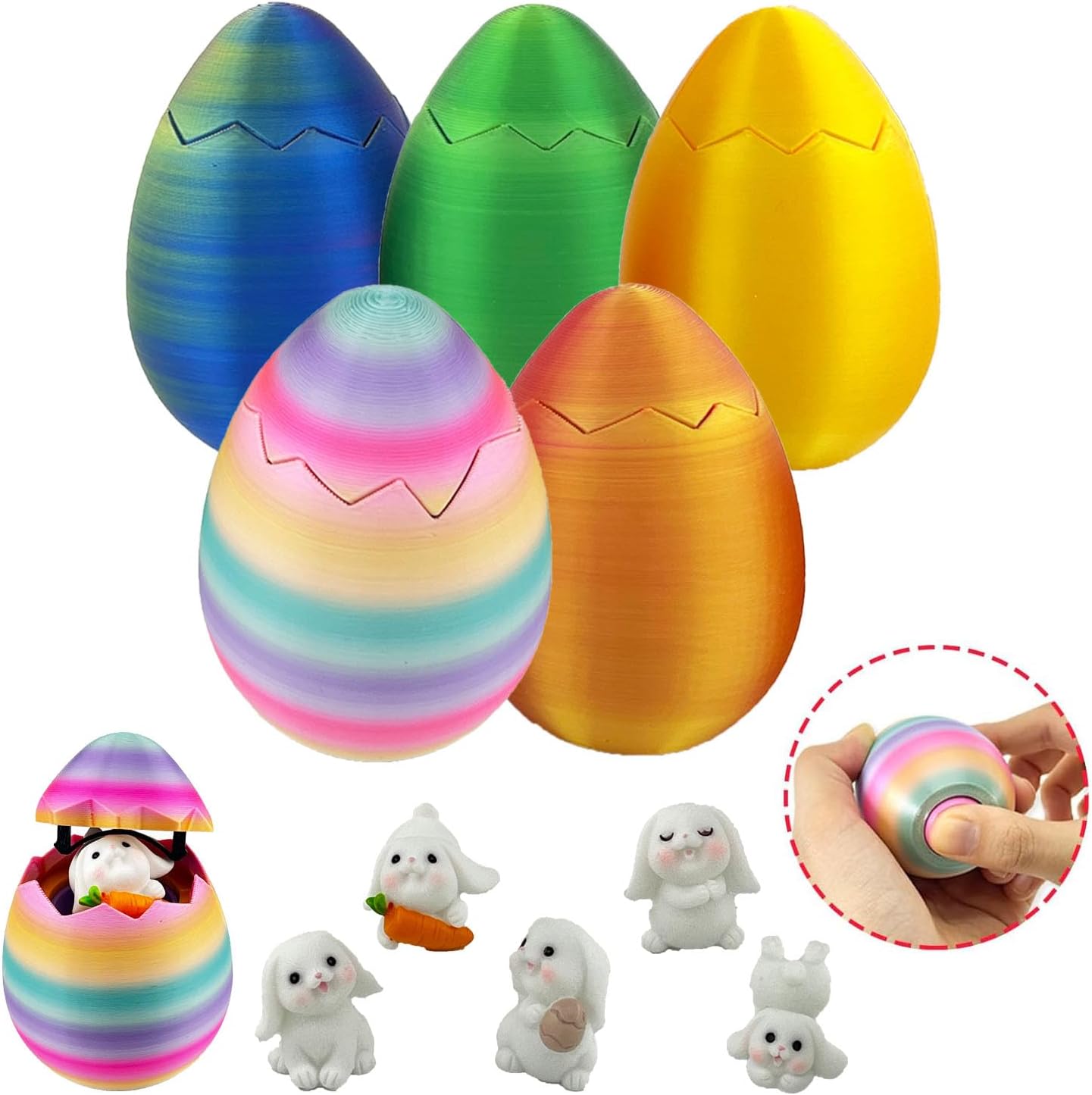 Amazon.com: 5PCs 3D Printed Surprise Eggs Fidget Toy,Easter Basket ...