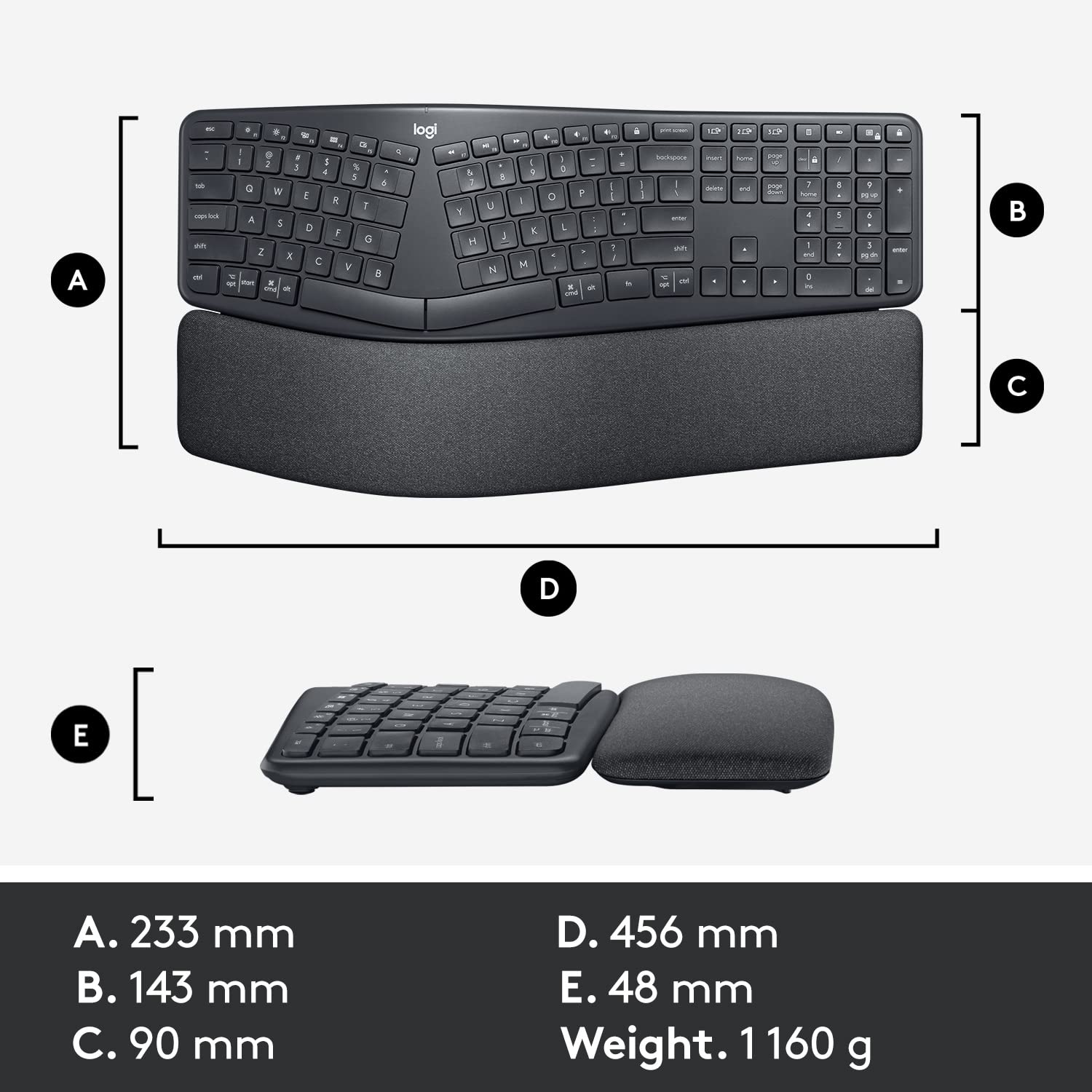 Logitech Ergo K860 Wireless Ergonomic Keyboard for Business - Split ...