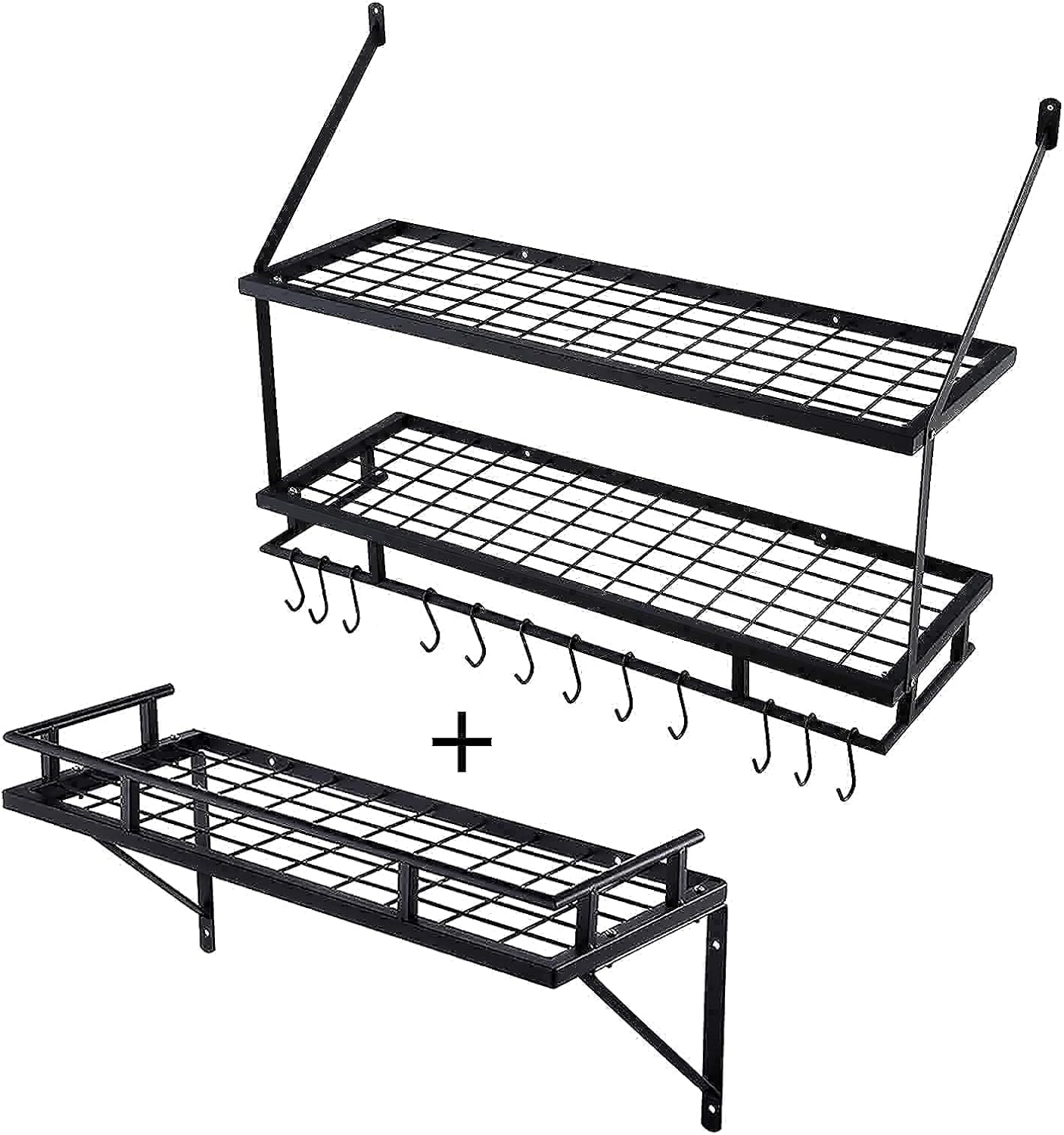 Amazon.com: KES 24 Inch Kitchen Wall Mount Pot Pan Rack Wall Shelf and ...