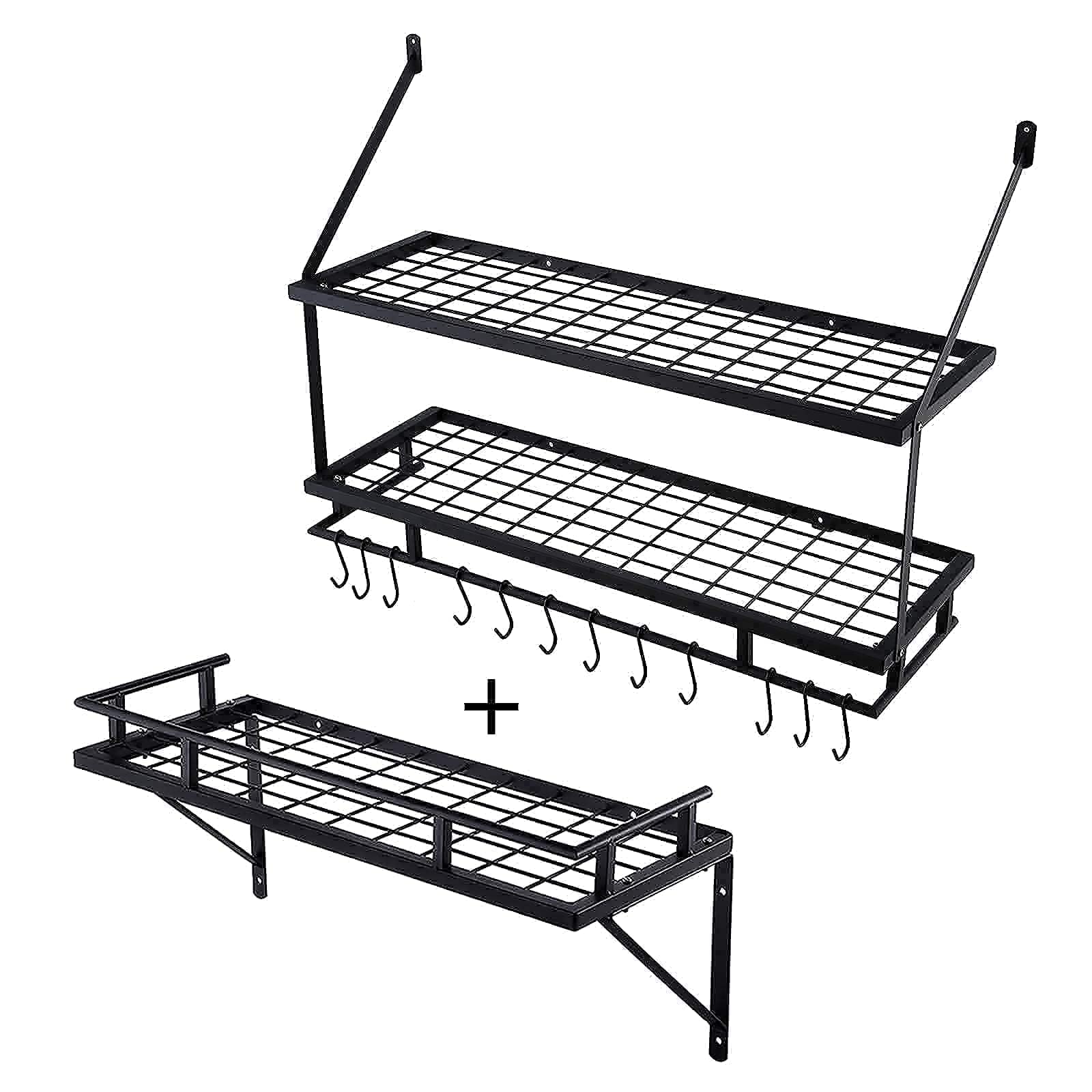 Amazon.com: KES 24 Inch Kitchen Wall Mount Pot Pan Rack Wall Shelf and ...