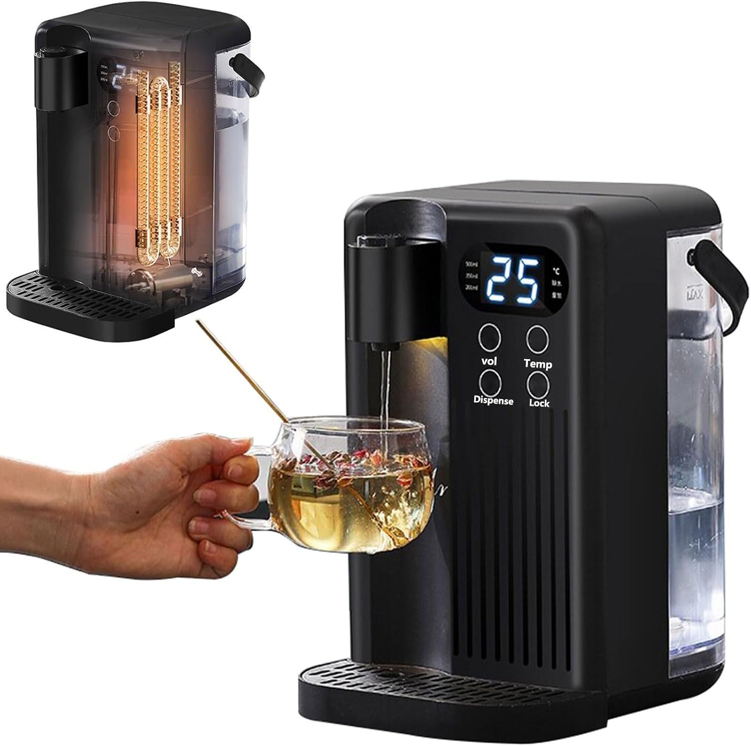 Amazon.com: Countertop Bottleless Water Cooler, Removable Water Tank ...