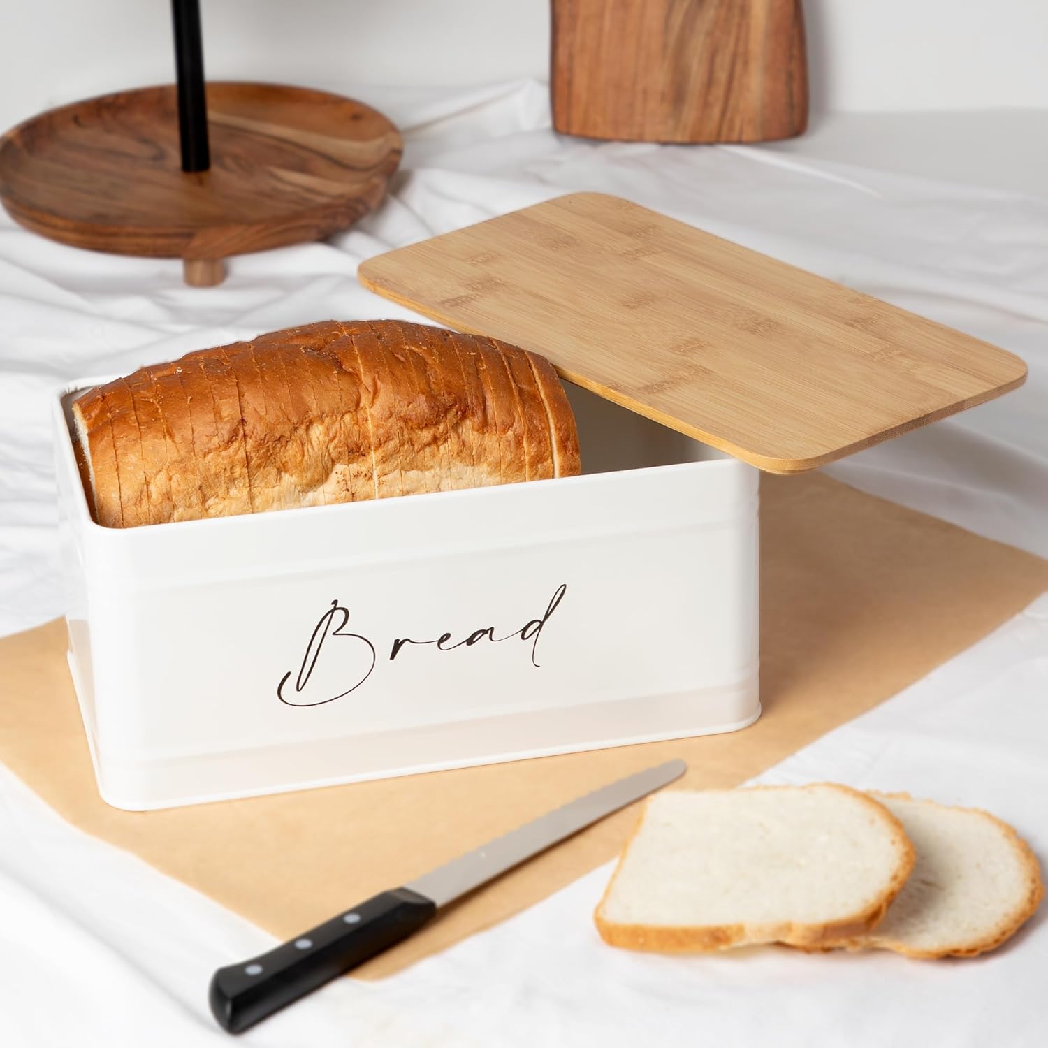 Buy Anko Sleek Bread Bin With Bamboo Lid For Kitchen | Food Grade Bpa ...