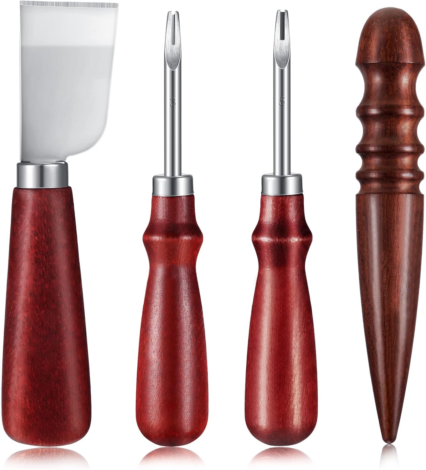 Amazon.com: 4 Pcs Leather Knife Set Including 2 Pieces Leather Edge ...