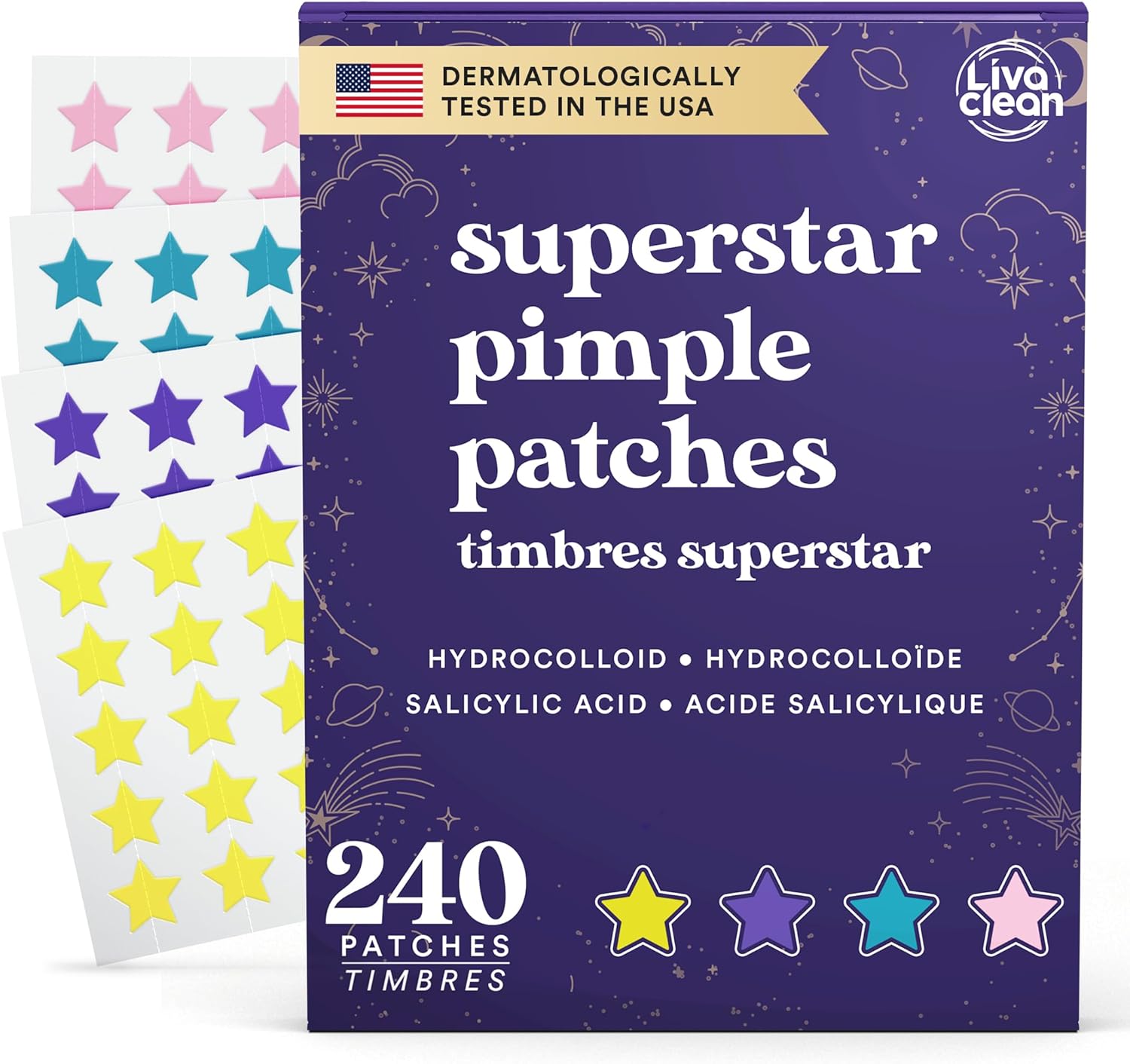 LivaClean 240 Count Mixed Colors Superstar Patches - Hydrocolloid ...