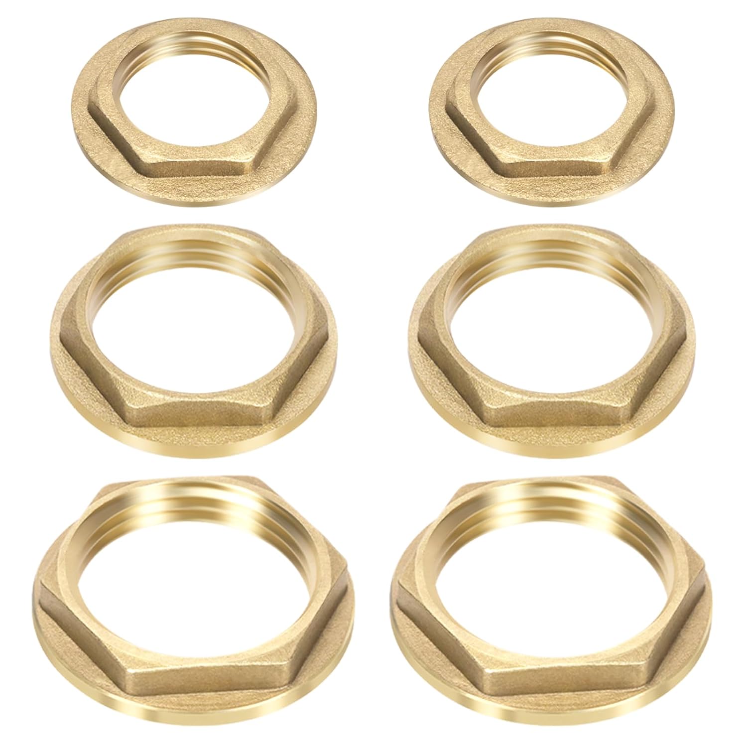 Swpeet 6Pcs 3 Sizes G1 G1/2 G3/4 Hex Brass Female Lock Nut with Flange ...